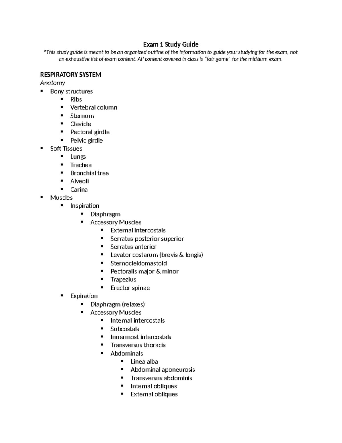 EXAM 1 Study Guide FA24 - Exam 1 Study Guide *This study guide is meant ...
