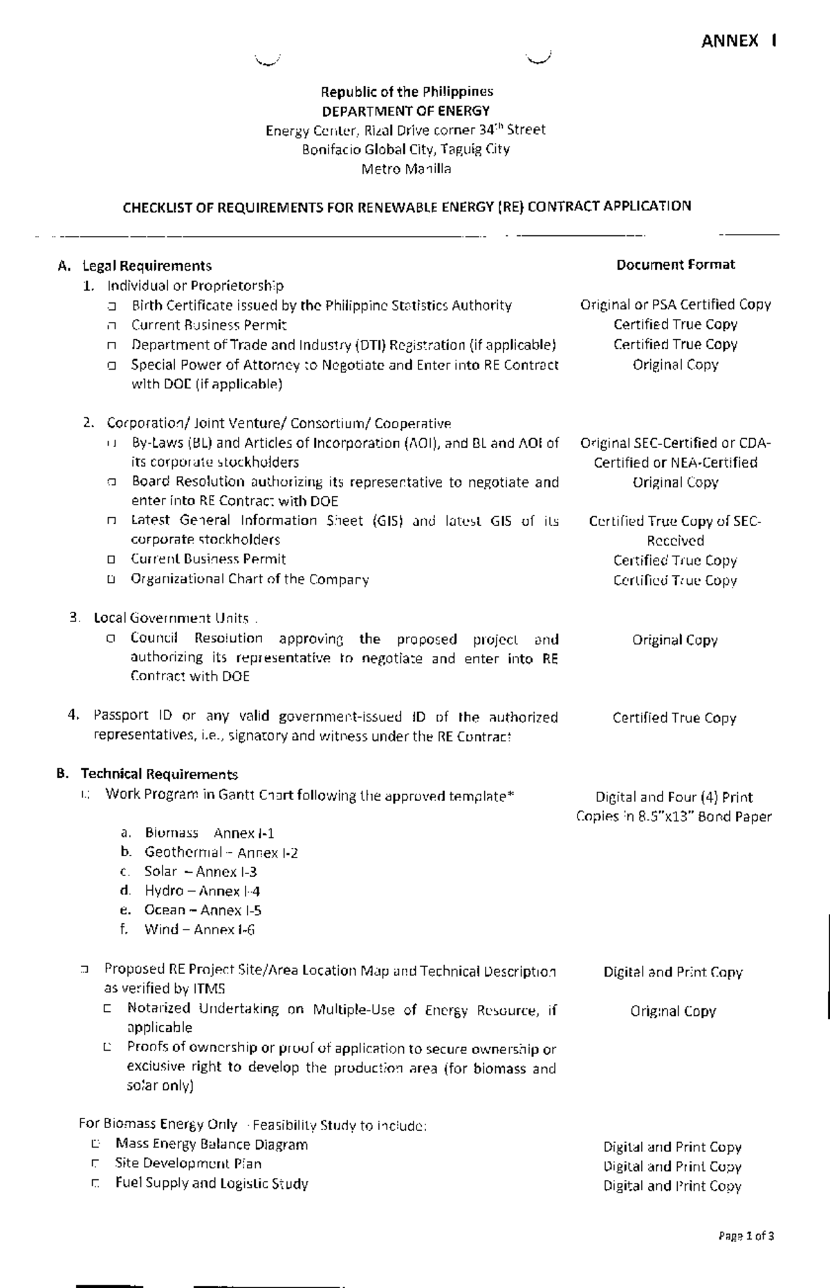 Dc2019 10 0013 annex i - ####### ANNEX I Republic of the Philippines ...