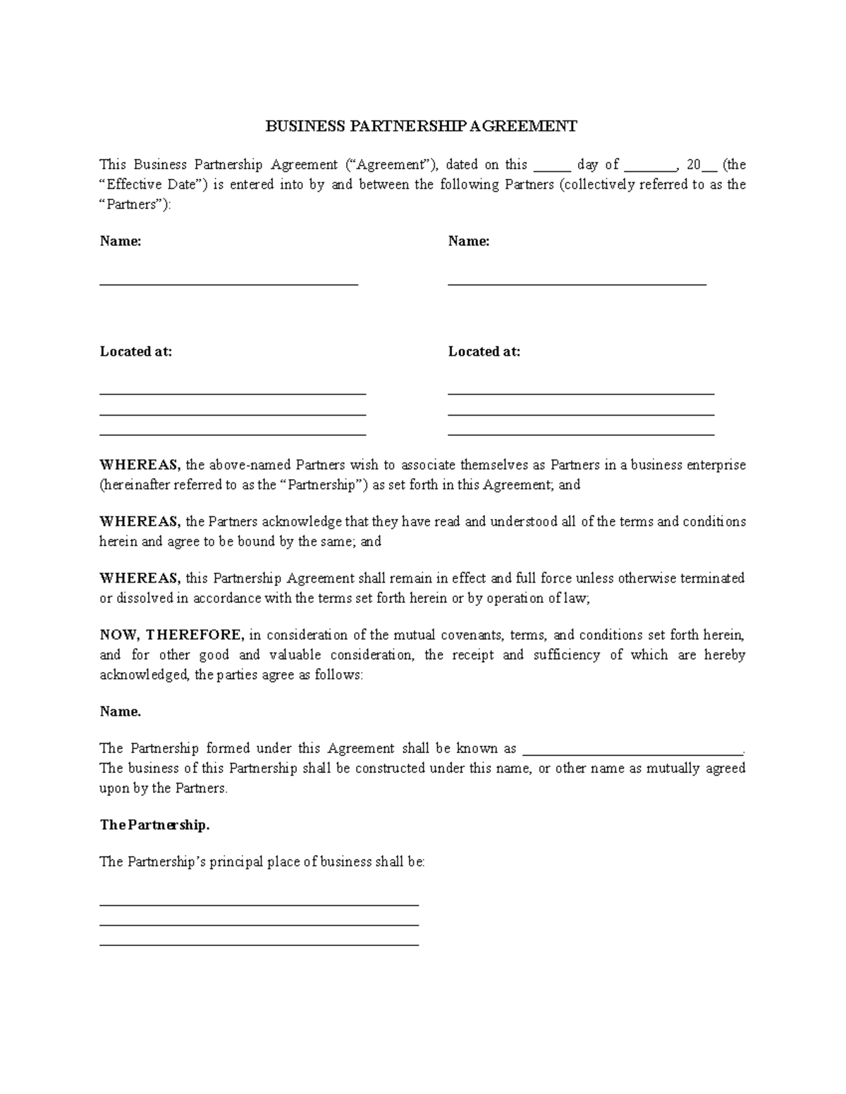 Pdf template business partnership agreement template - BUSINESS ...