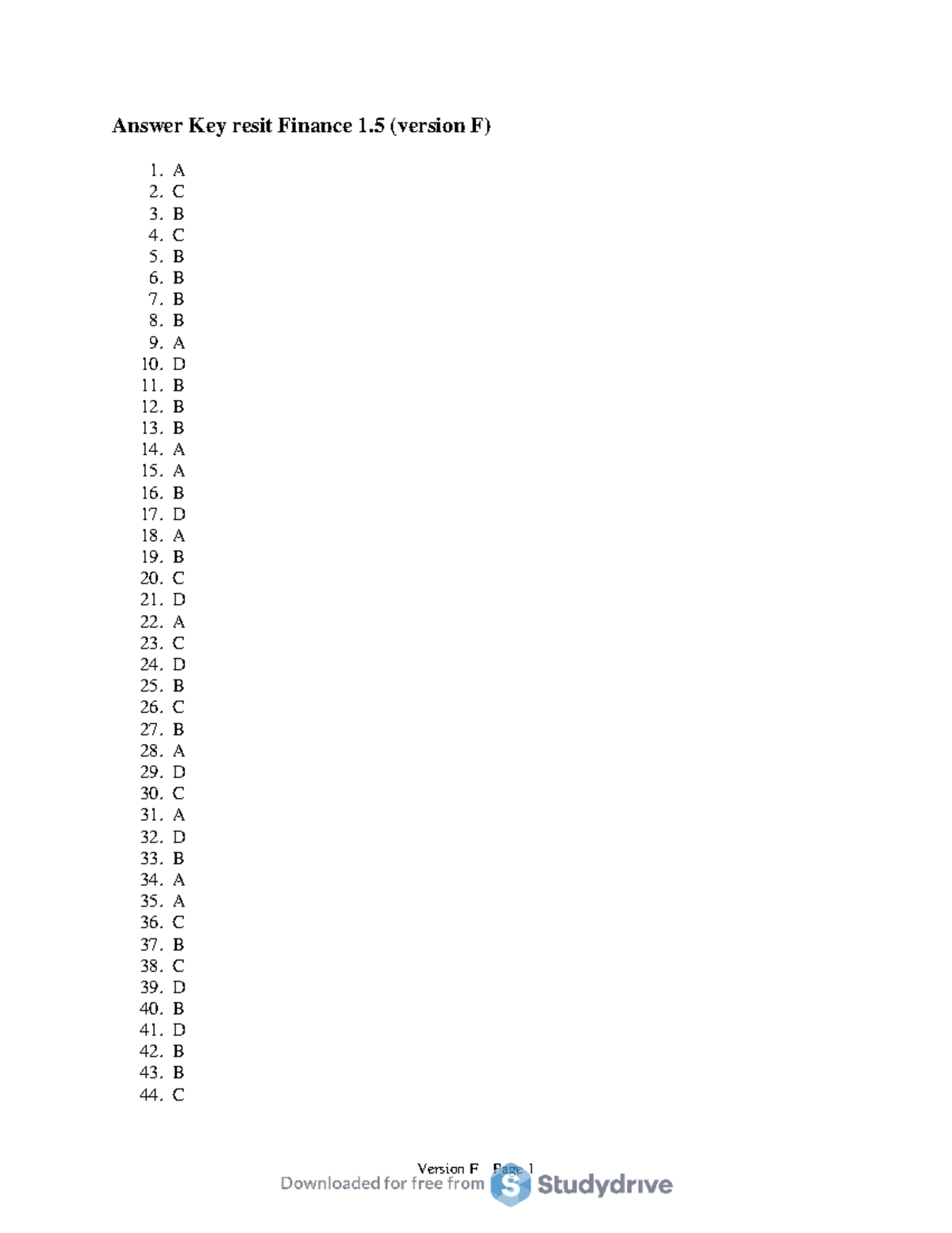 Resit 2018 Answer Key Version F Version F Page 1 Answer Key Resit resit-2018-answer-key-version-f-version-f-page-1-answer-key-resit
