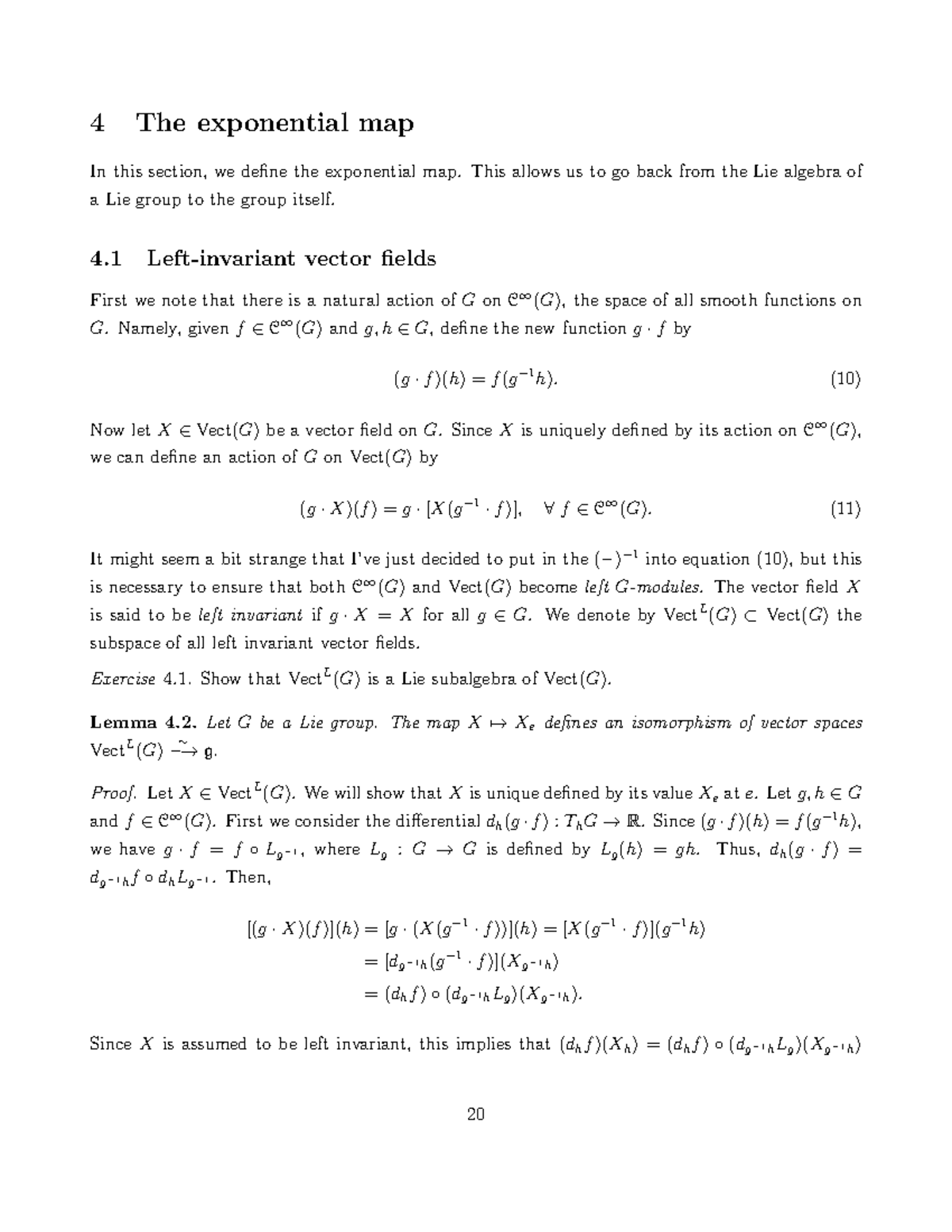 MATHS5049 2016-2017 Lecture Notes - 4 The exponential map In this ...