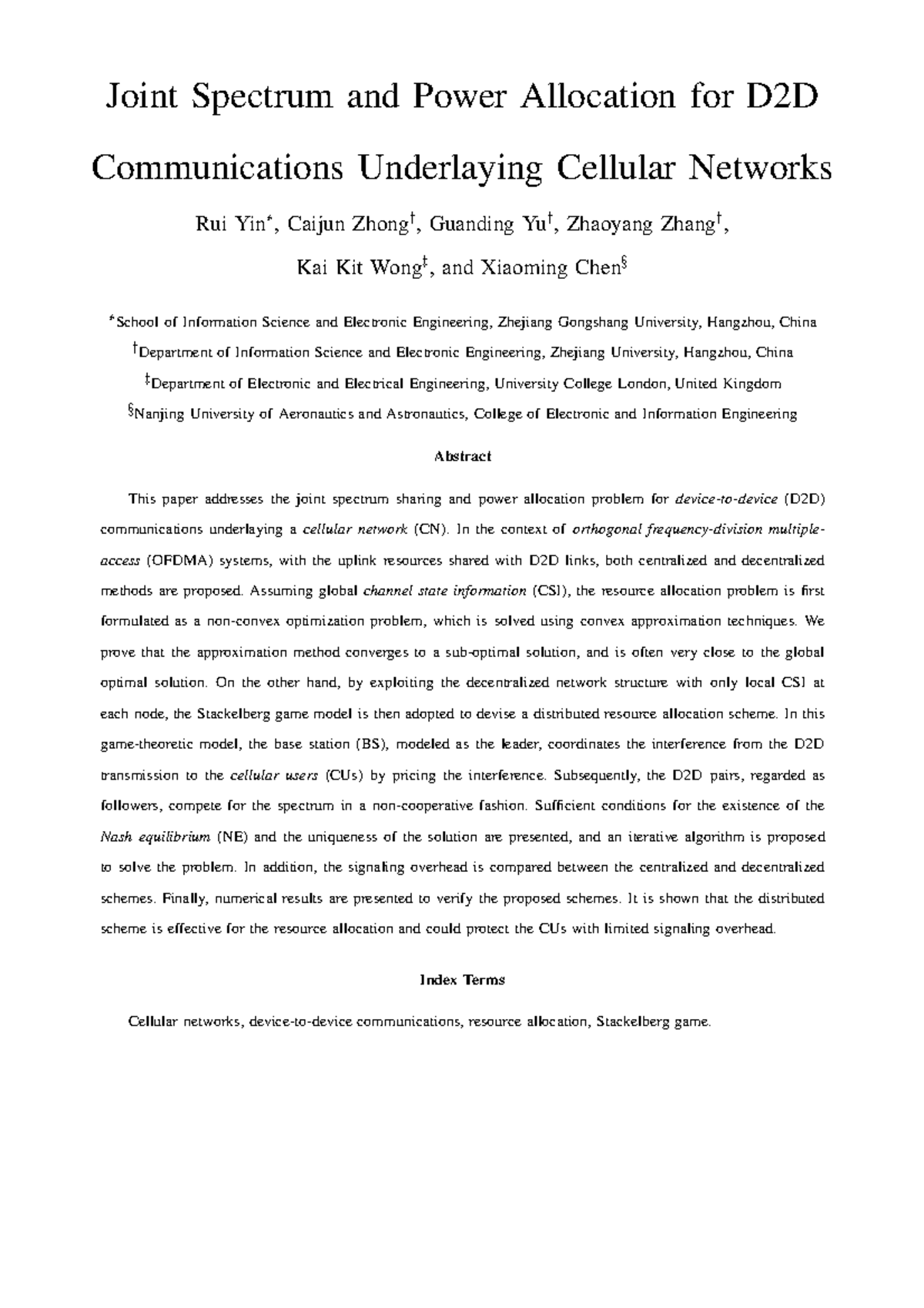 D2D-v7 - D2D-v7 - Joint Spectrum and Power Allocation for D2D Communications Underlaying ...