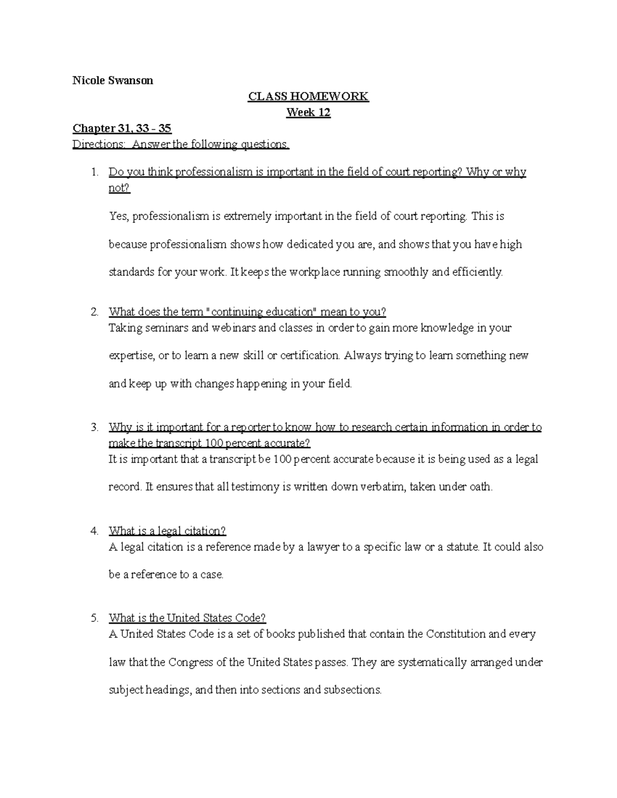 WEEK 12 Class Homework- CRM Procedures - Nicole Swanson CLASS HOMEWORK ...