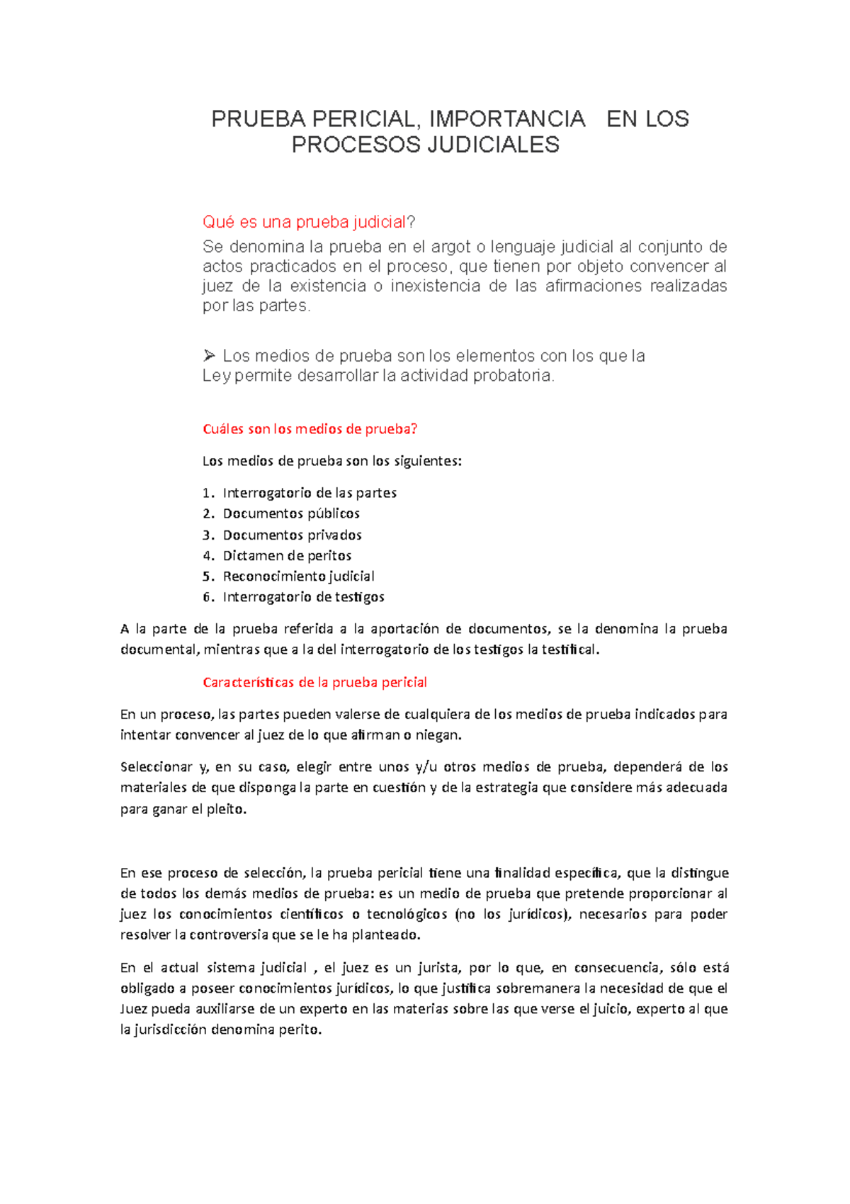 Pruebas periciales, e importancia en los procesos judiciales ...