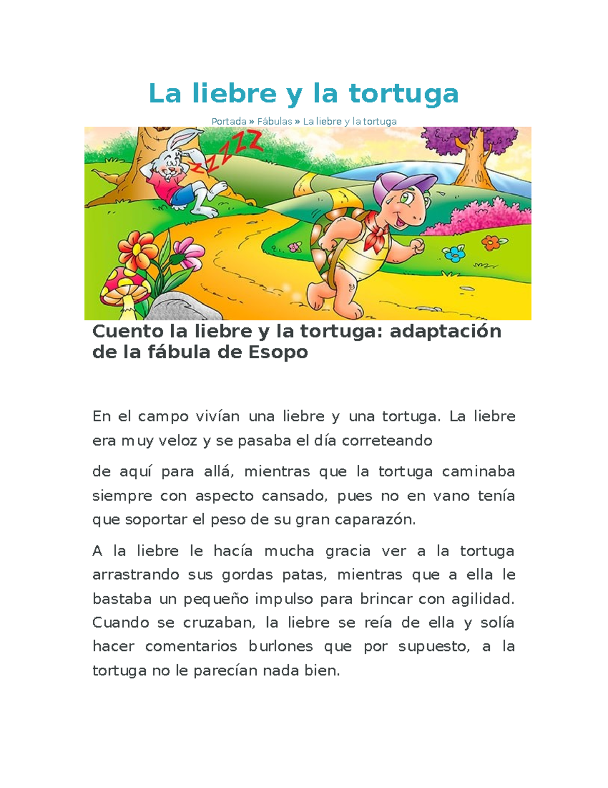 La liebre y la tortuga - es una fabula - La liebre y la tortuga Portada ...