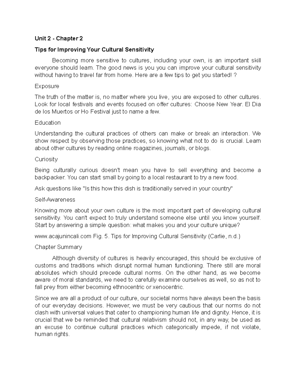 Tips for Improving Your Cultural Sensitivity - Unit 2 - Chapter 2 Tips for Improving Your ...