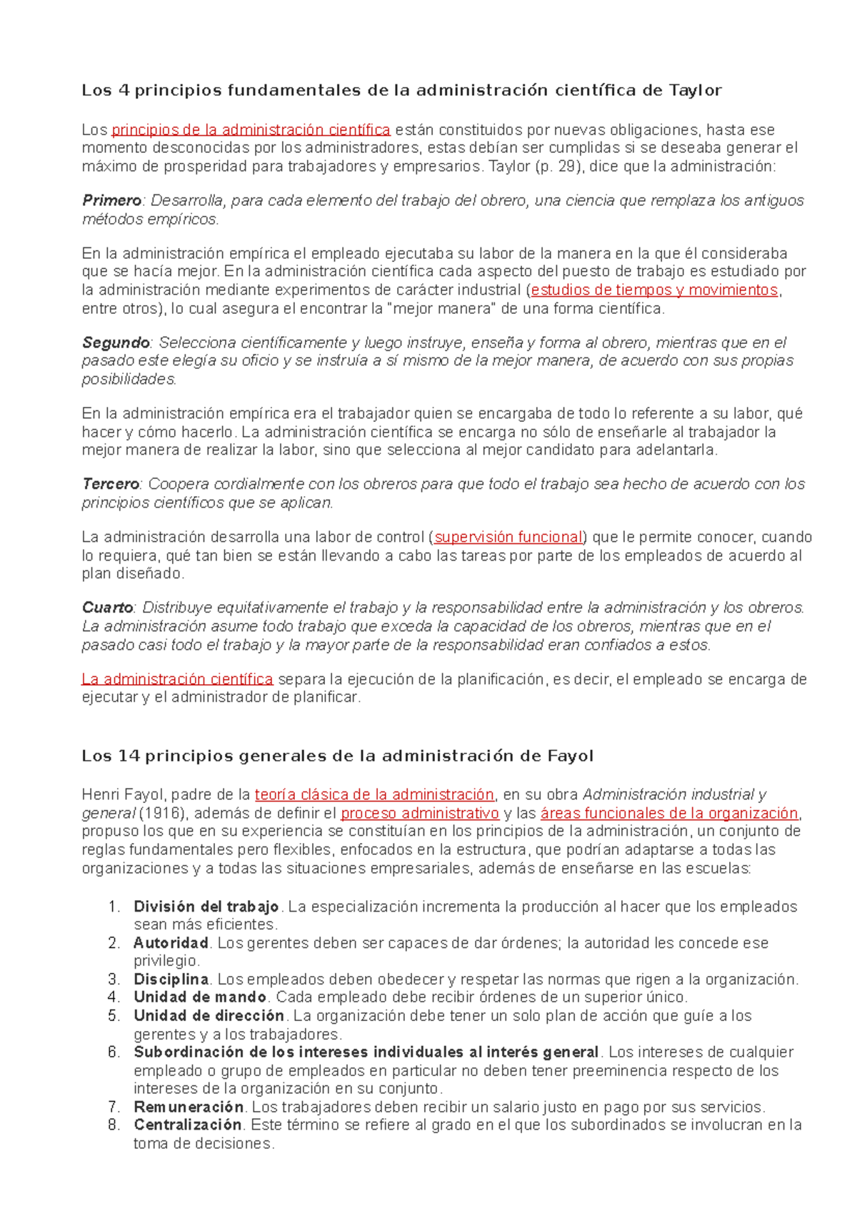 Los 4 principios fundamentales de la administración científica de ...