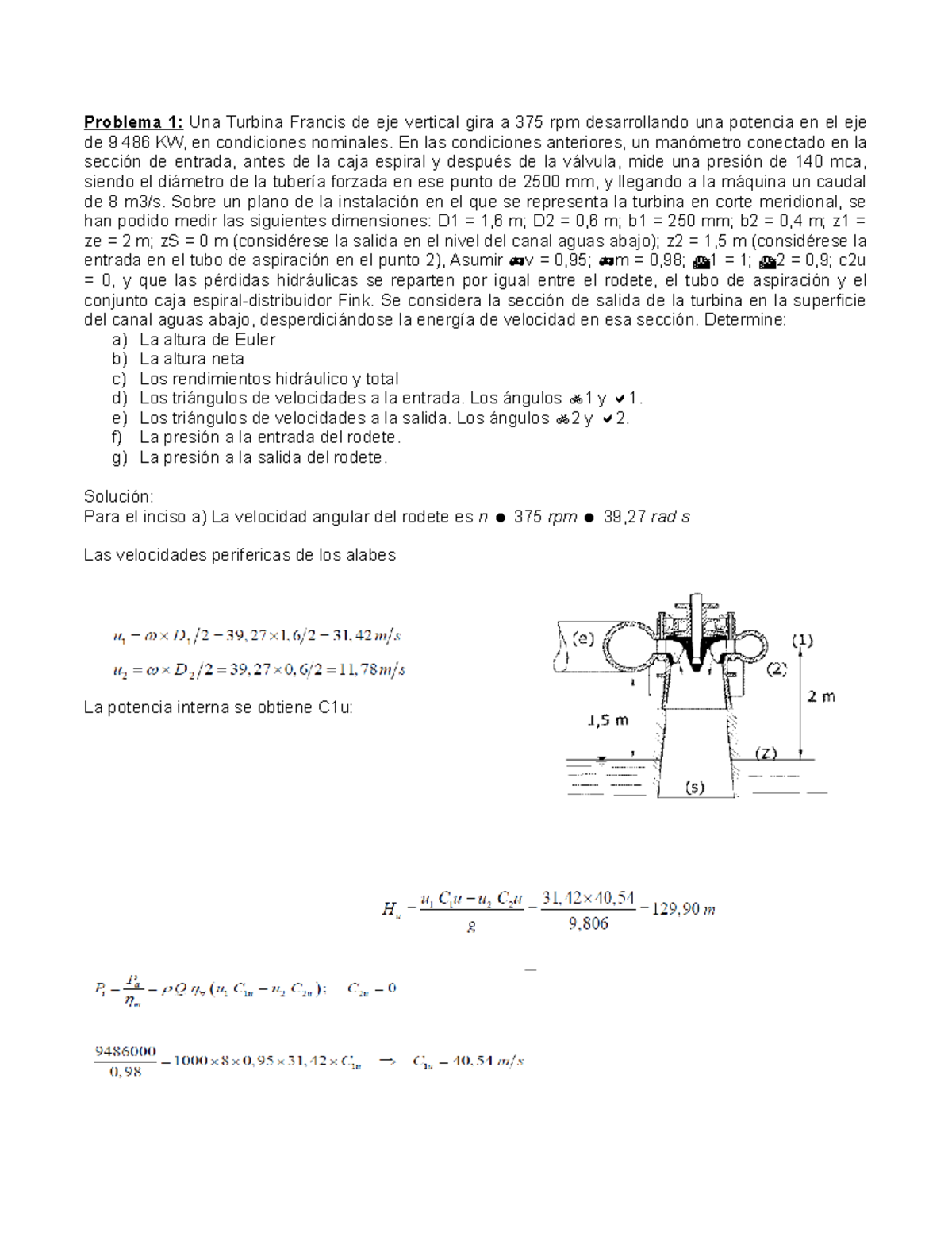 256846196-Problemas-Francis - Problema 1: Una Turbina Francis de eje ...