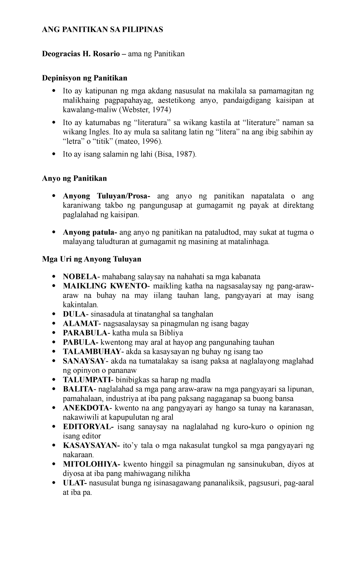 ANG Panitikan SA Pilipinas - ANG PANITIKAN SA PILIPINAS Deogracias H ...