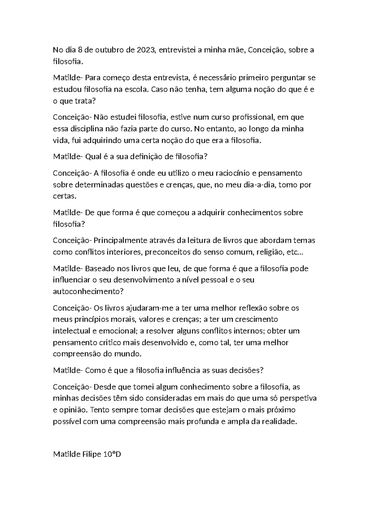 Filosofia entrevista - poppppppppppppppp - No dia 8 de outubro de 2023 ...