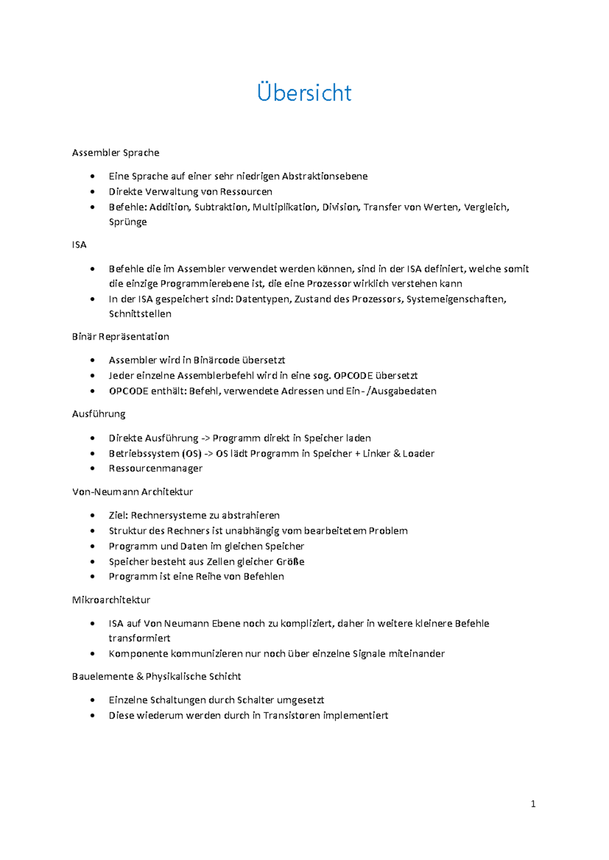 Übersicht - Notest - Übersicht Assembler Sprache - Eine Sprache auf ...