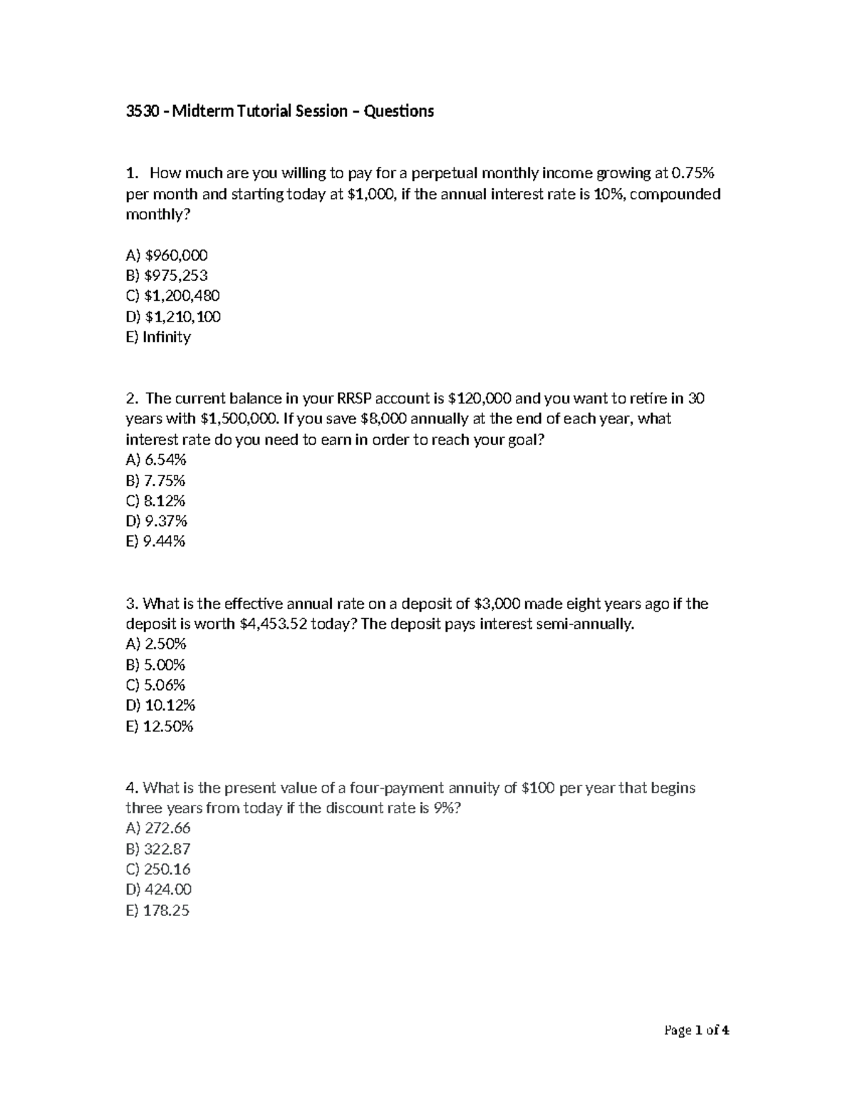 3530 F24 Midterm Exam Tutorial Questions - 3530 - Midterm Tutorial Session – Questions 1. How ...