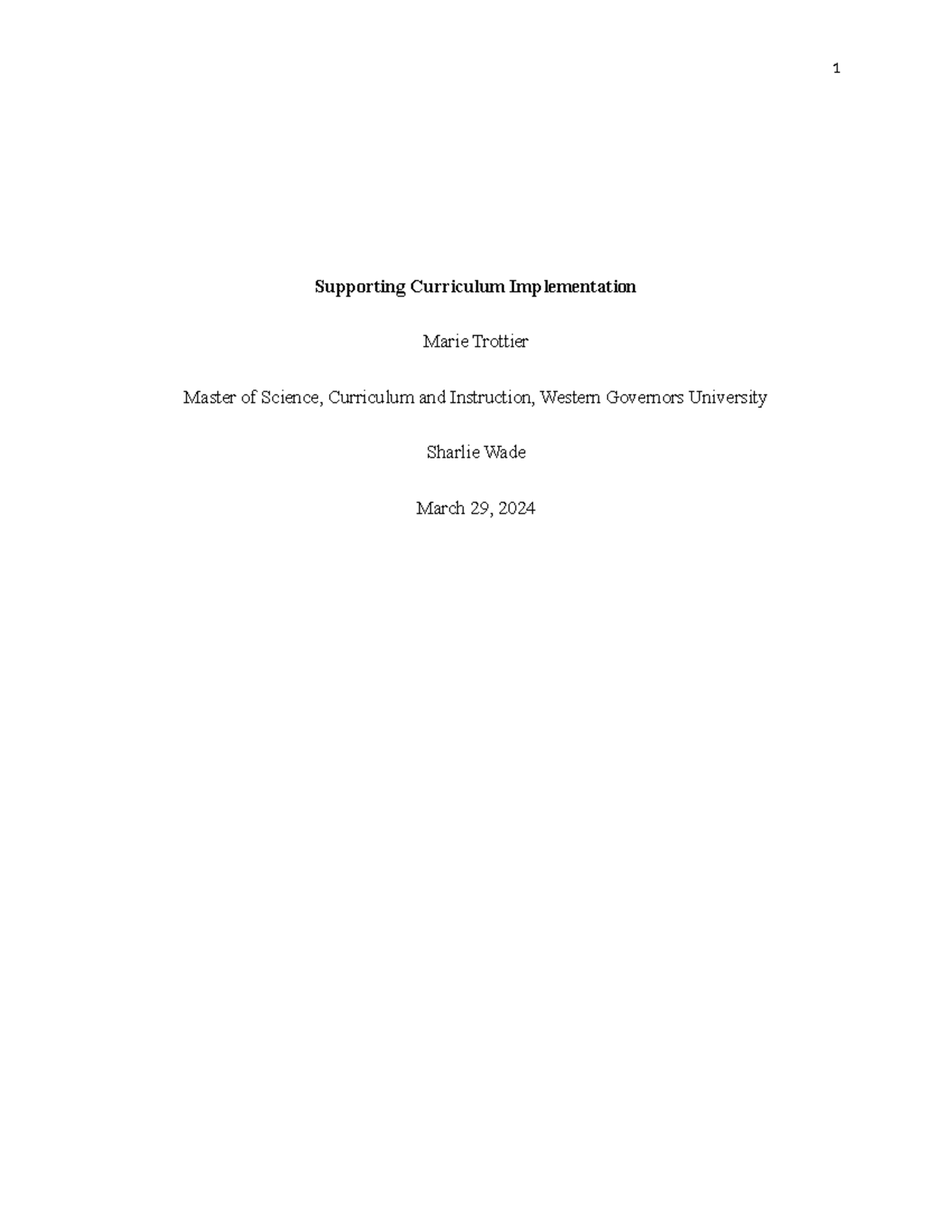 Supporting Curriculum Implementation - Create a curriculum ...