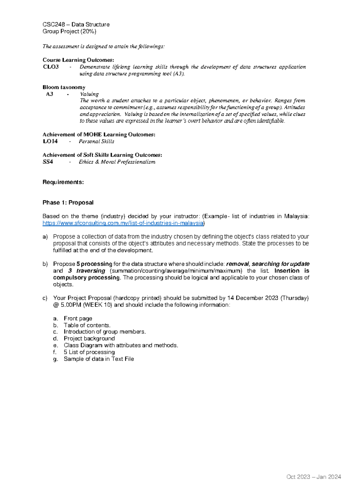 CSC248 - Project 20% - work need to be done - CSC248 – Data Structure ...