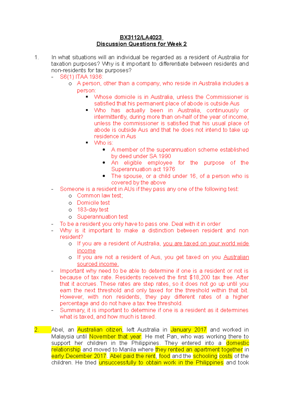 TUT 1 WEEK 2 - Tutorial 1 - BX3112/LA Discussion Questions for Week 2 ...