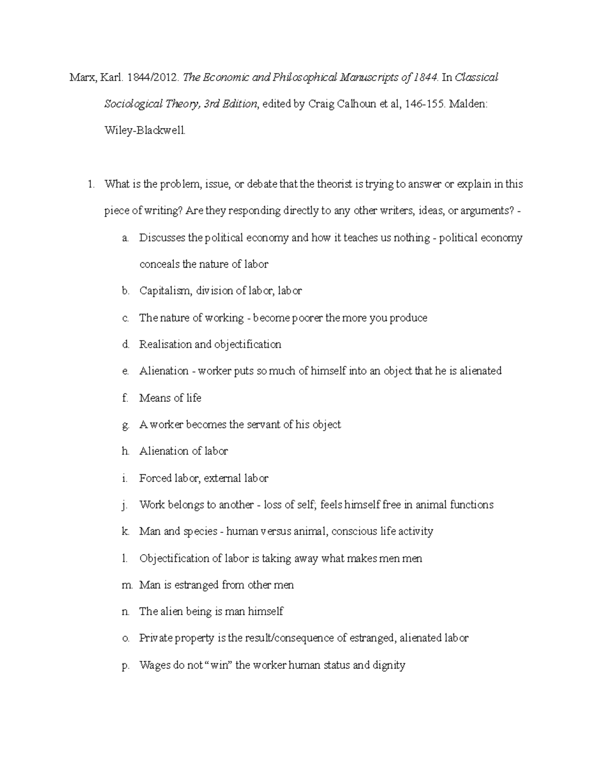 CRM 310 - The Economic and Philosophical Manuscripts of 1844 Engaged ...