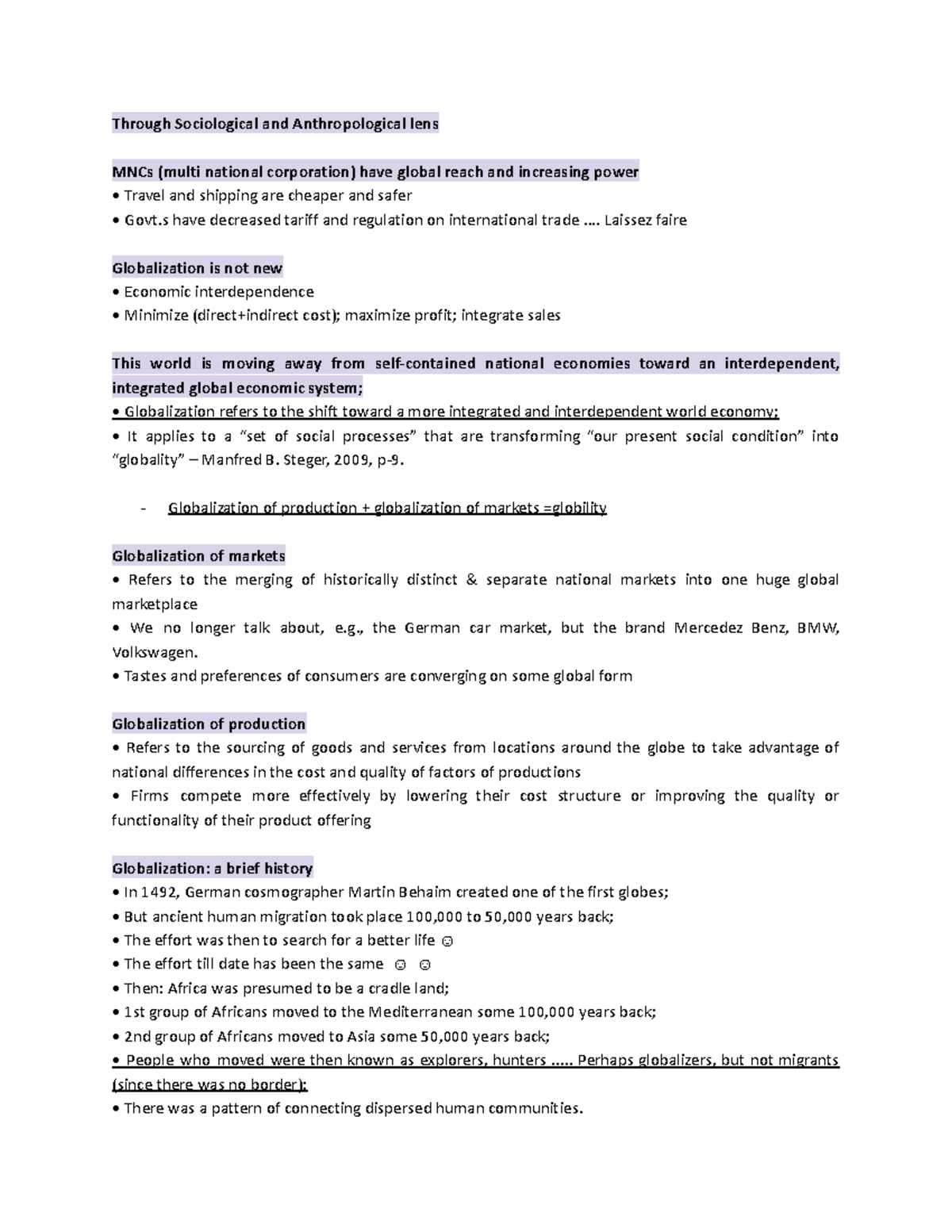 SCS2151 Notes copy - Through Sociological and Anthropological lens MNCs ...