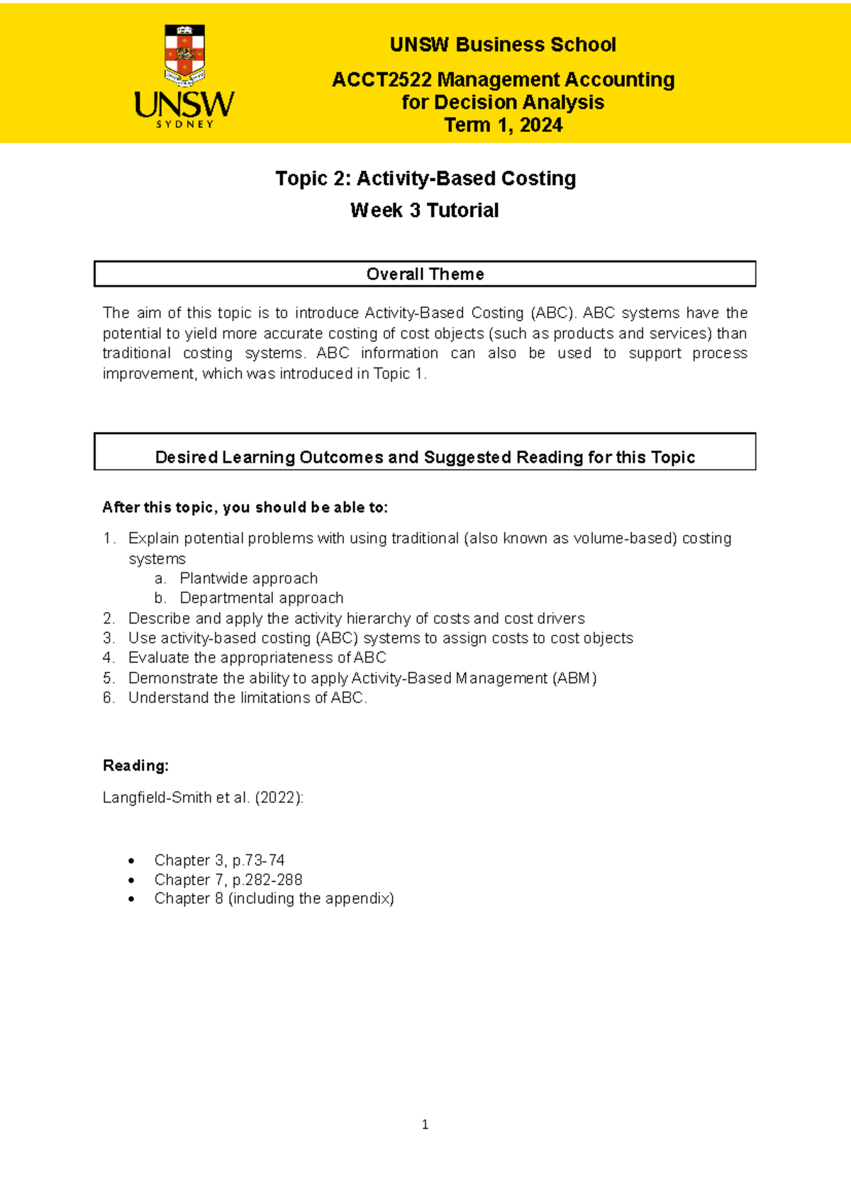 ACCT2522 Topic 2 Tutorial Questions for Students T1 2024 - UNSW ...