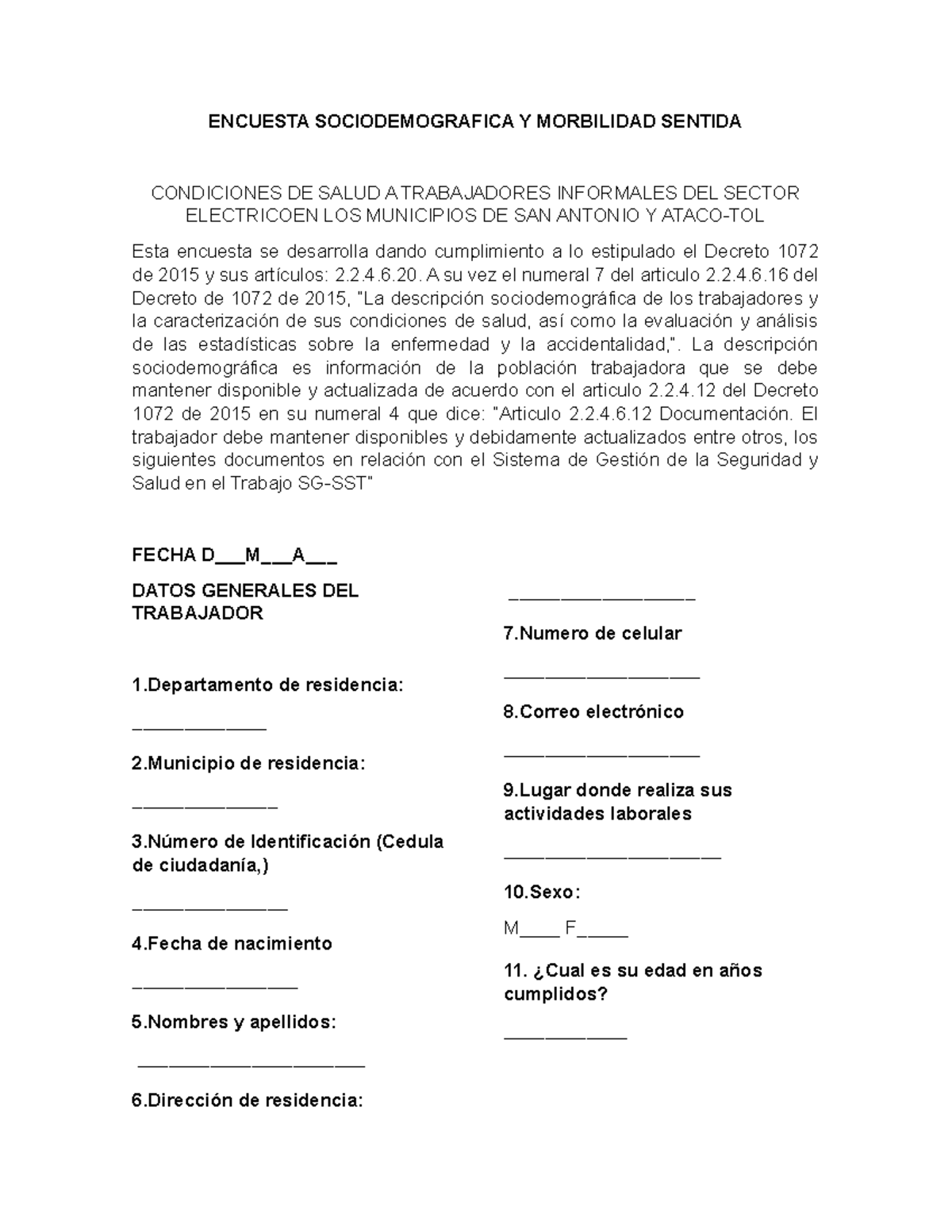Encuesta Sociodemografica Y Morbilidad Sentida - ENCUESTA ...