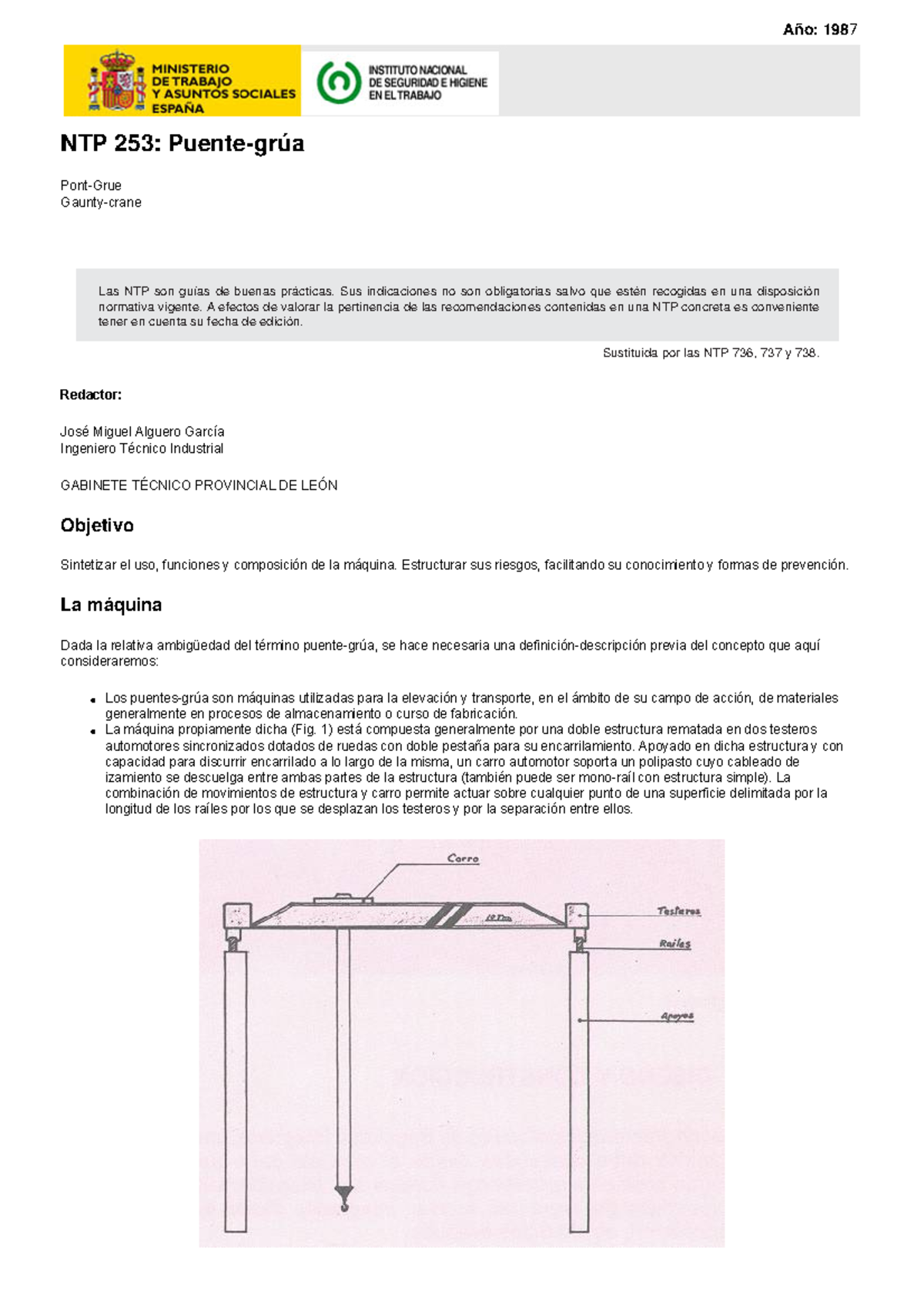 Ntp 253 - puente grua - NTP 253: Puente-grúa Pont-Grue Gaunty-crane Las ...