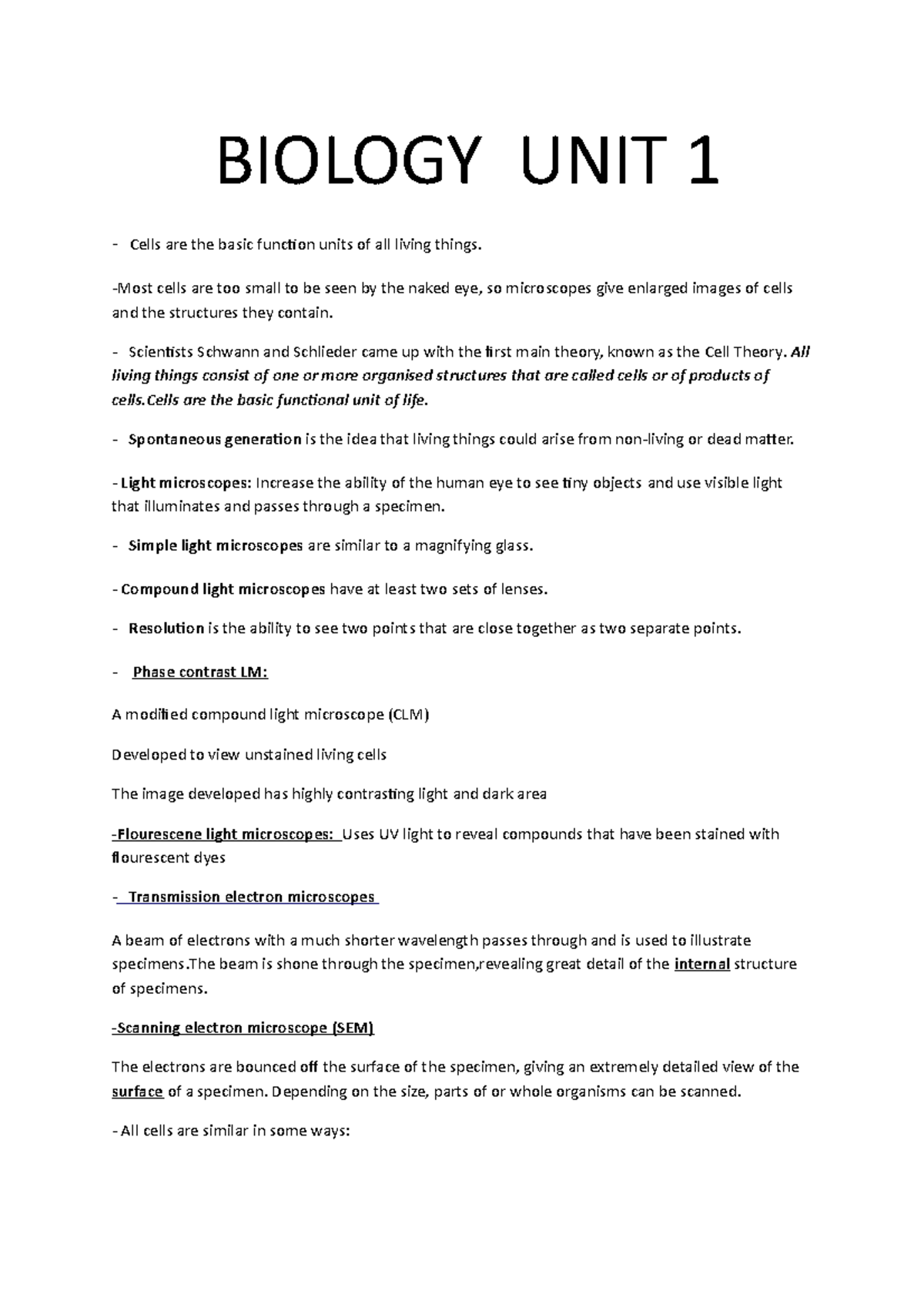 Biology UNIT 1 notes - Organisational Analysis - RMIT University ...