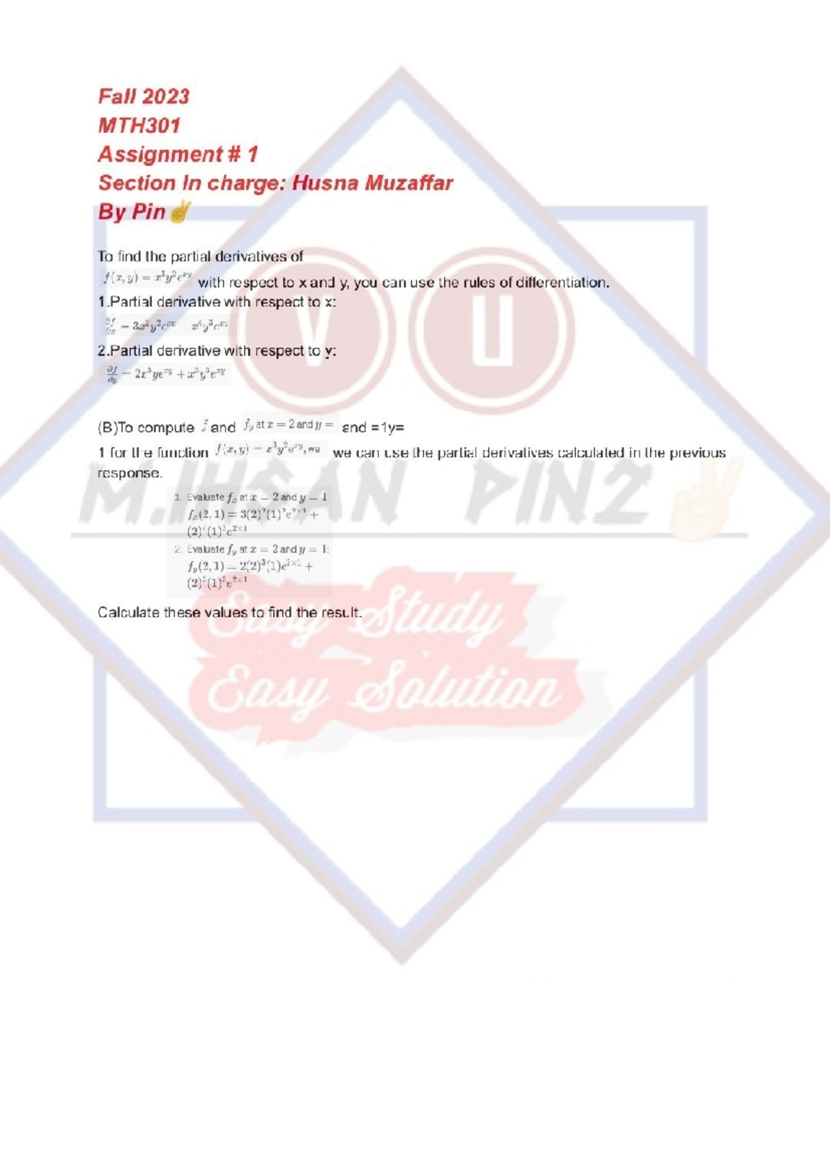 Mth301 Husna-M by Pin ️ - bs mathmatics - Studocu