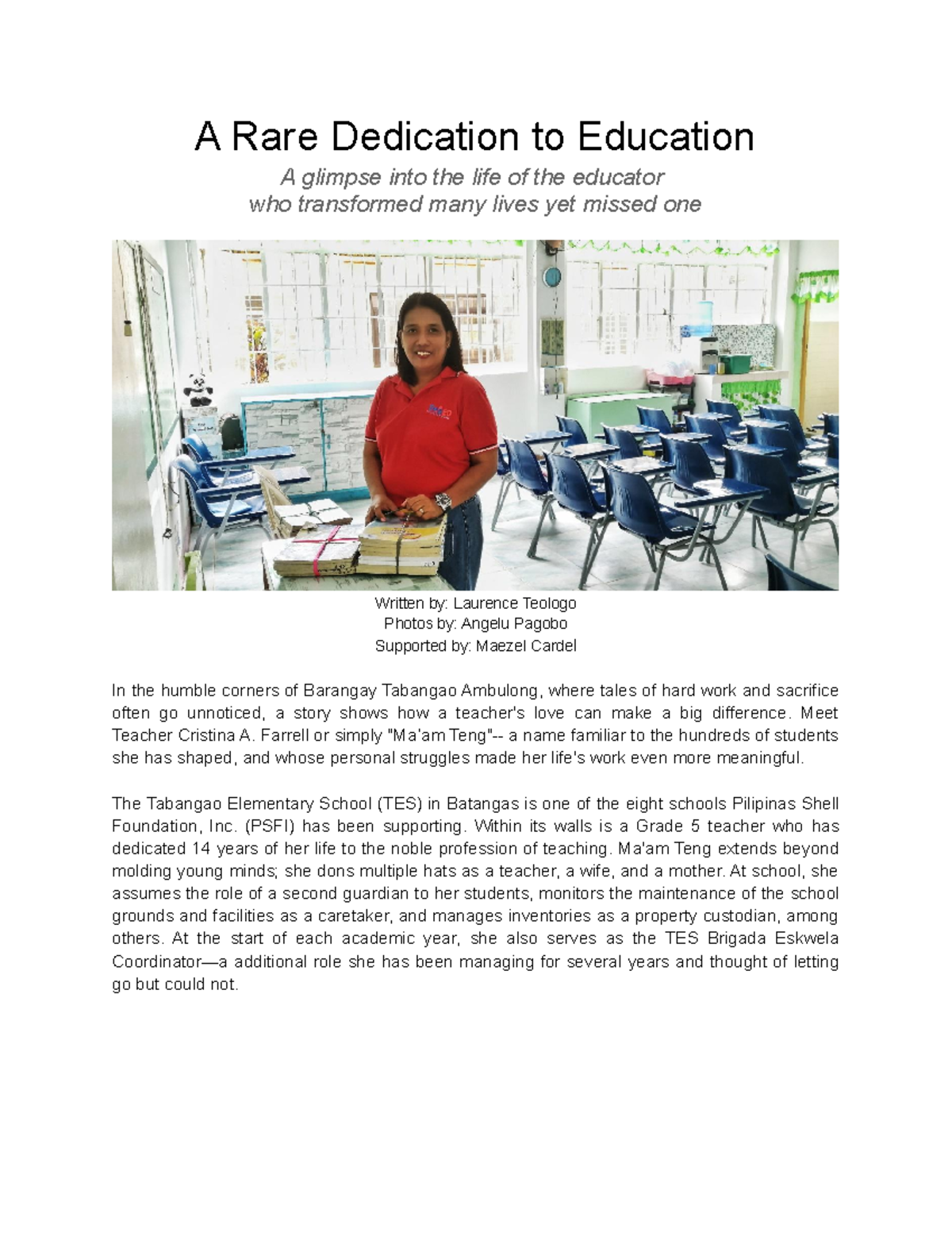 A Rare Dedication to Education - Meet Teacher Cristina A. Farrell or ...