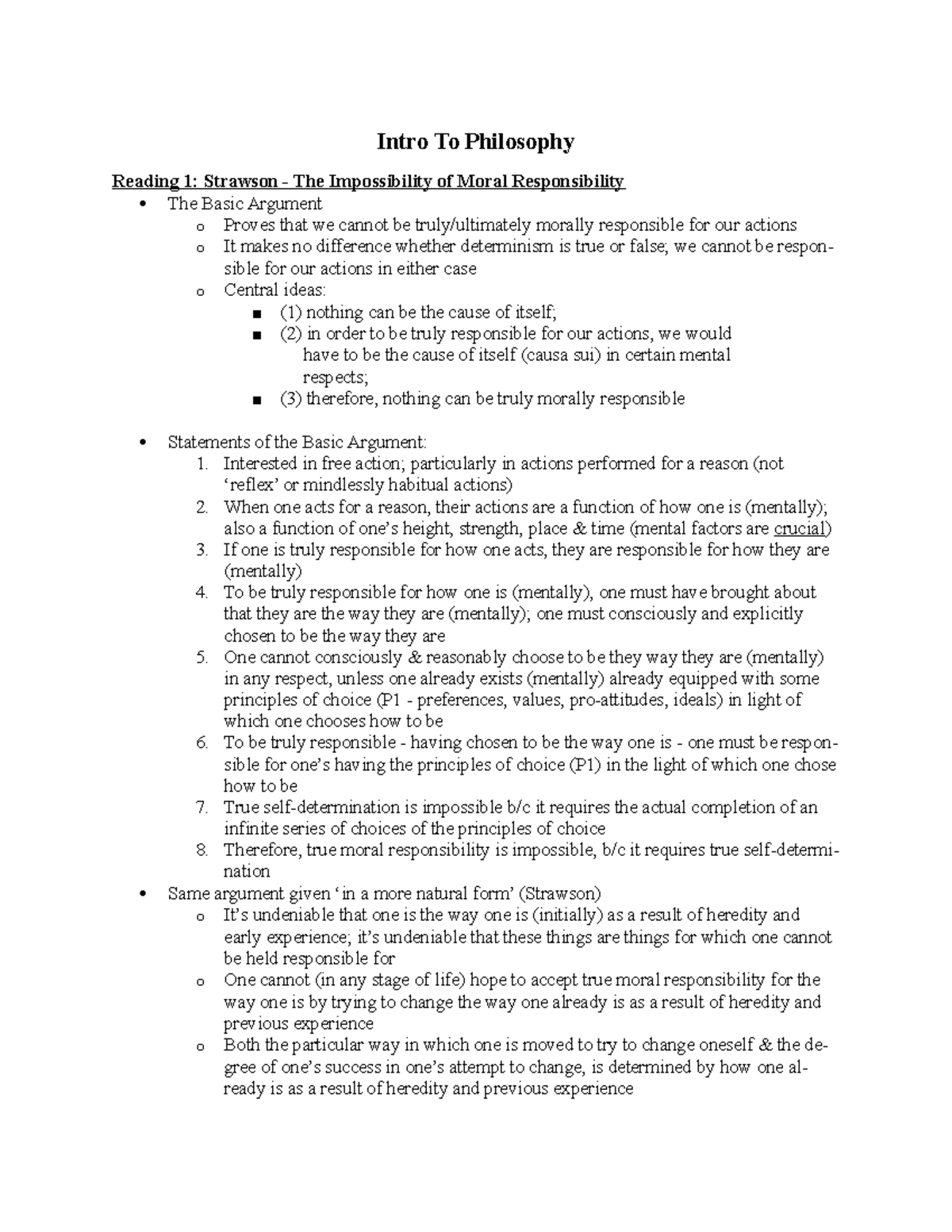 Phi 6090 - Lecture notes 8 - Intro To Philosophy Reading 1: Strawson ...