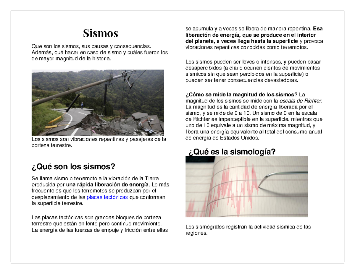 Sismos - preparacion ante un sismo - Sismos Que son los sismos, sus ...