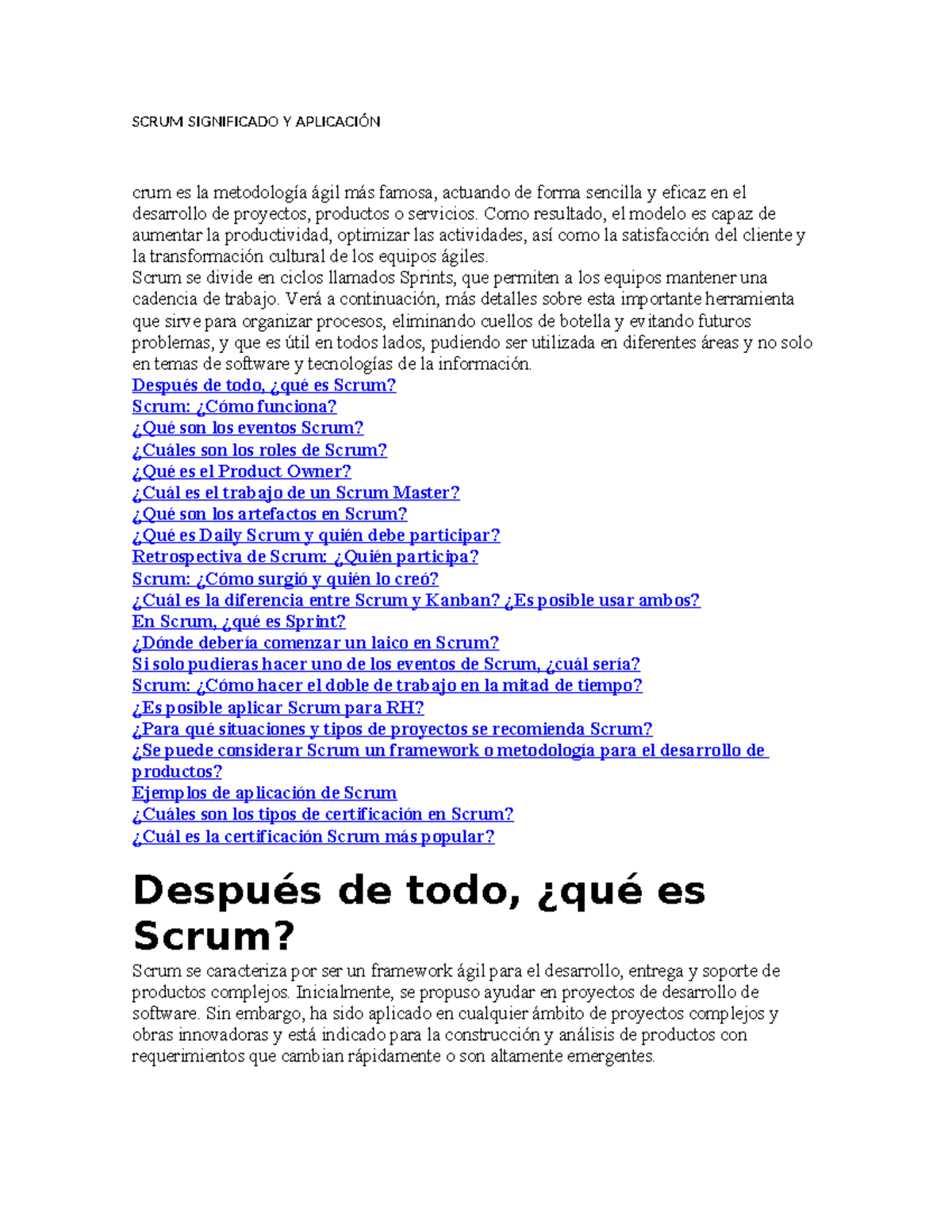 Scrum Significado Y Aplicación - SCRUM SIGNIFICADO Y APLICACIÓN crum es ...