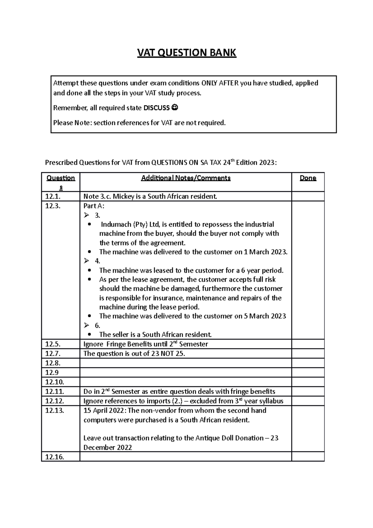 VAT Question BANK - VAT QUESTION BANK Prescribed Questions for VAT from ...