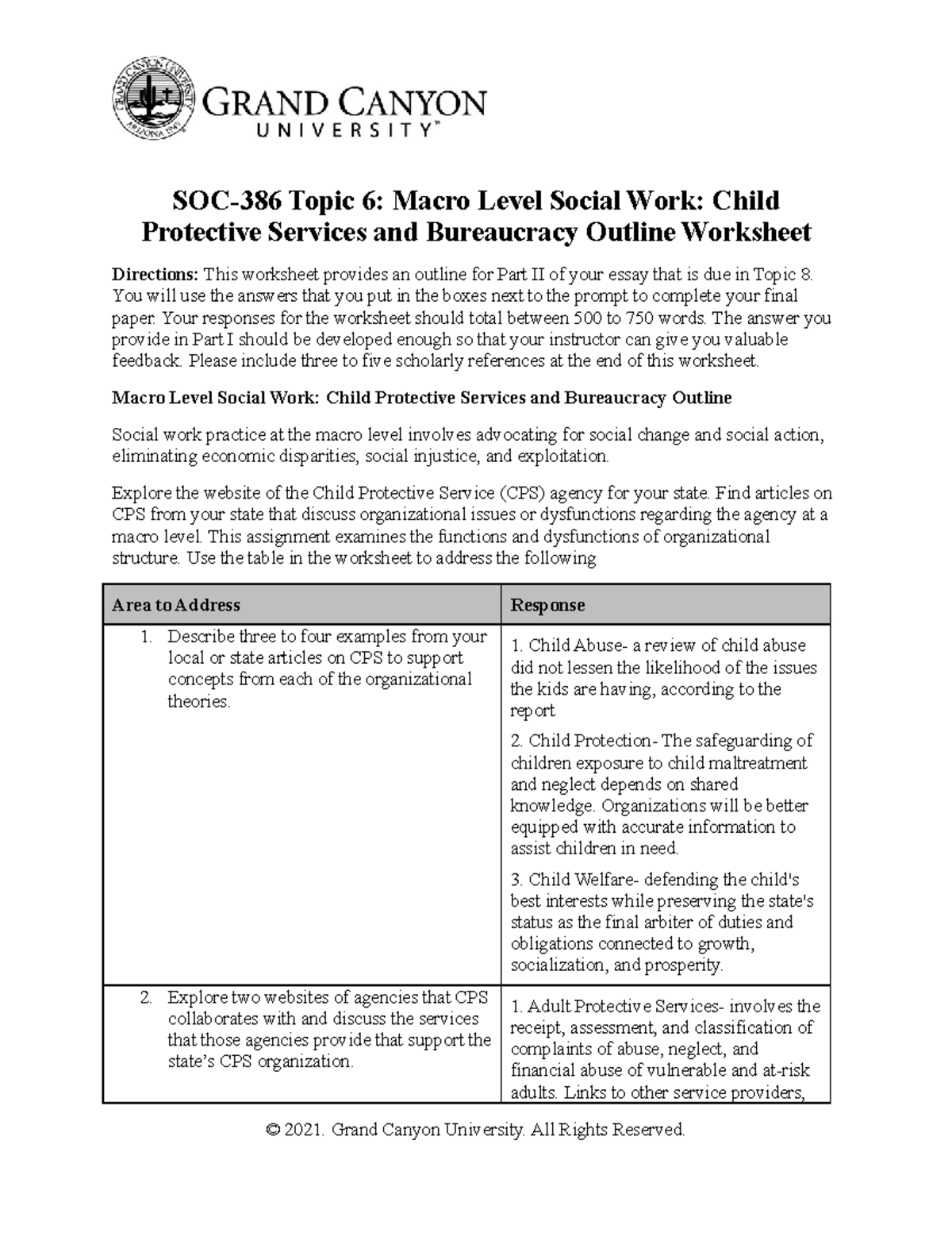 SOC-386 T6 Macro Level Social Work Child Protective Services and ...