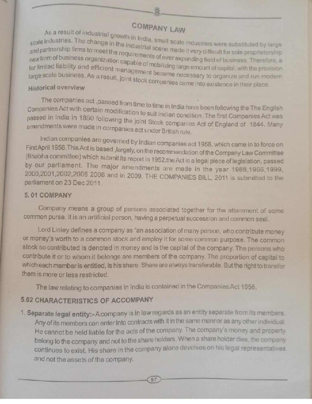 Company law - Its lecture notes - Business Regulatory Framework - Studocu