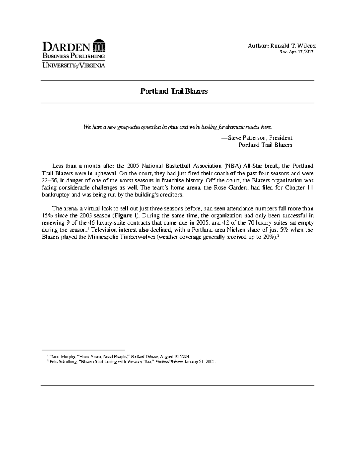 Case Portland Trail Blazers (EN Original) - Author: Ronald T. Wilcox ...