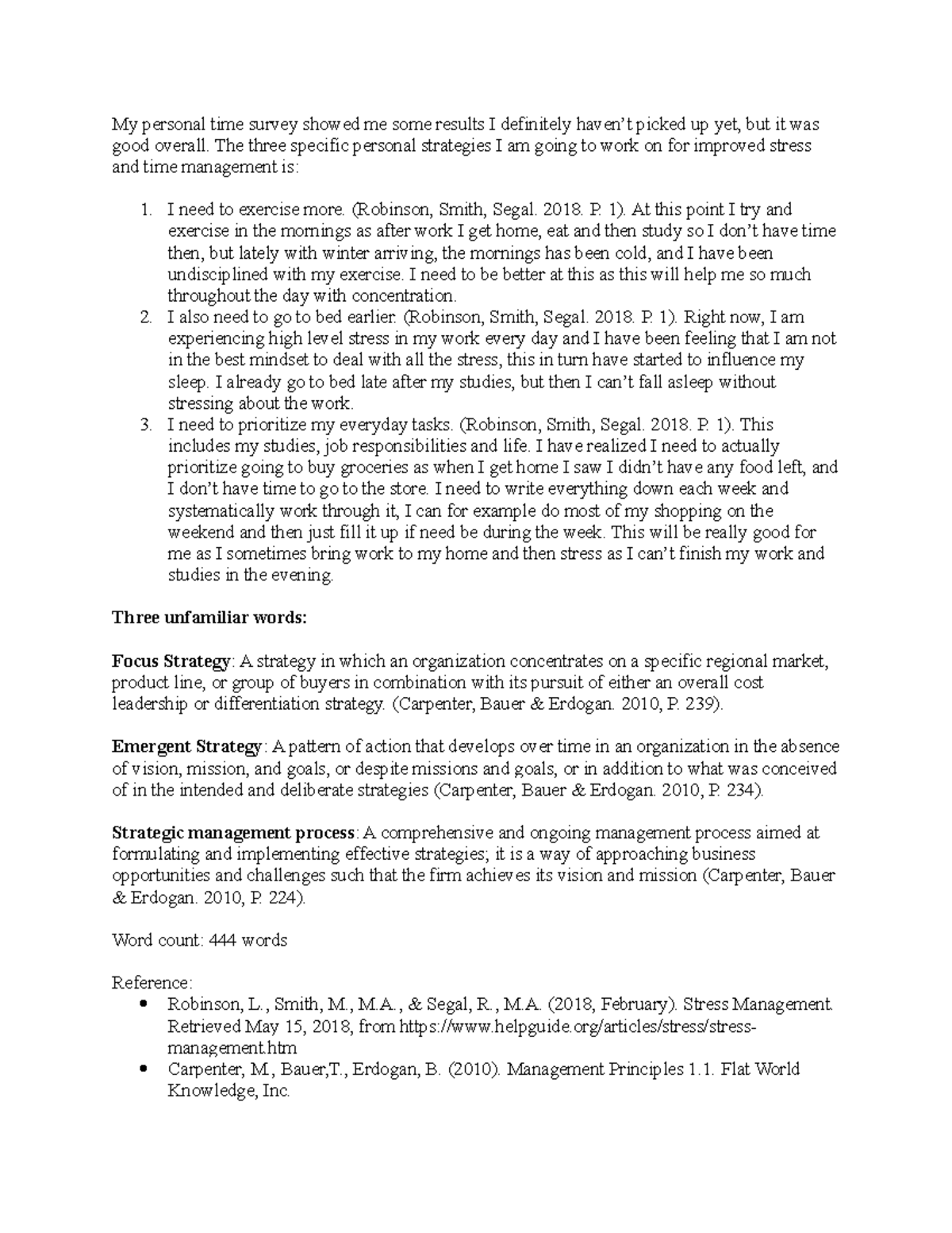 Learning Journal time management - My personal time survey showed me ...