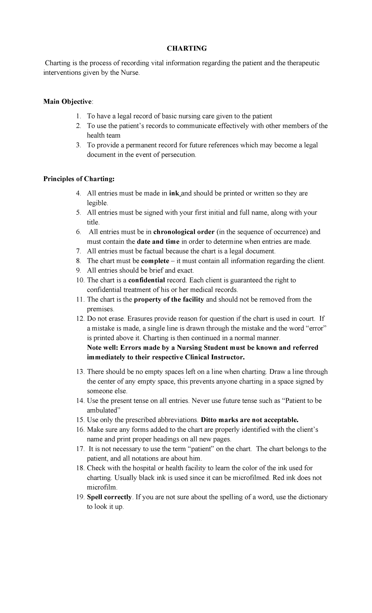 Records and Reports (Charting) - CHARTING Charting is the process of ...