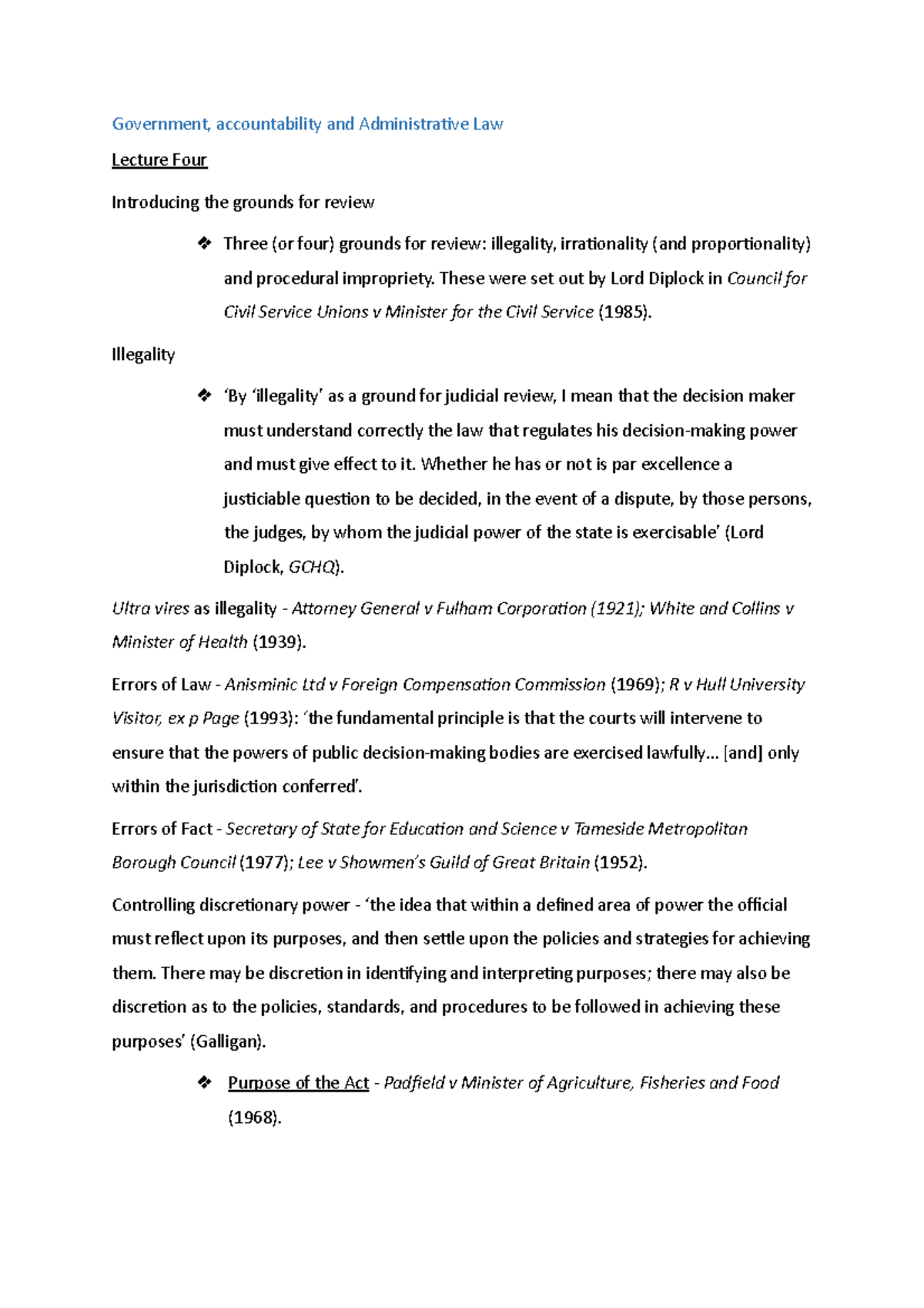 Lecture 4 - Government, accountability and Administrative Law ...