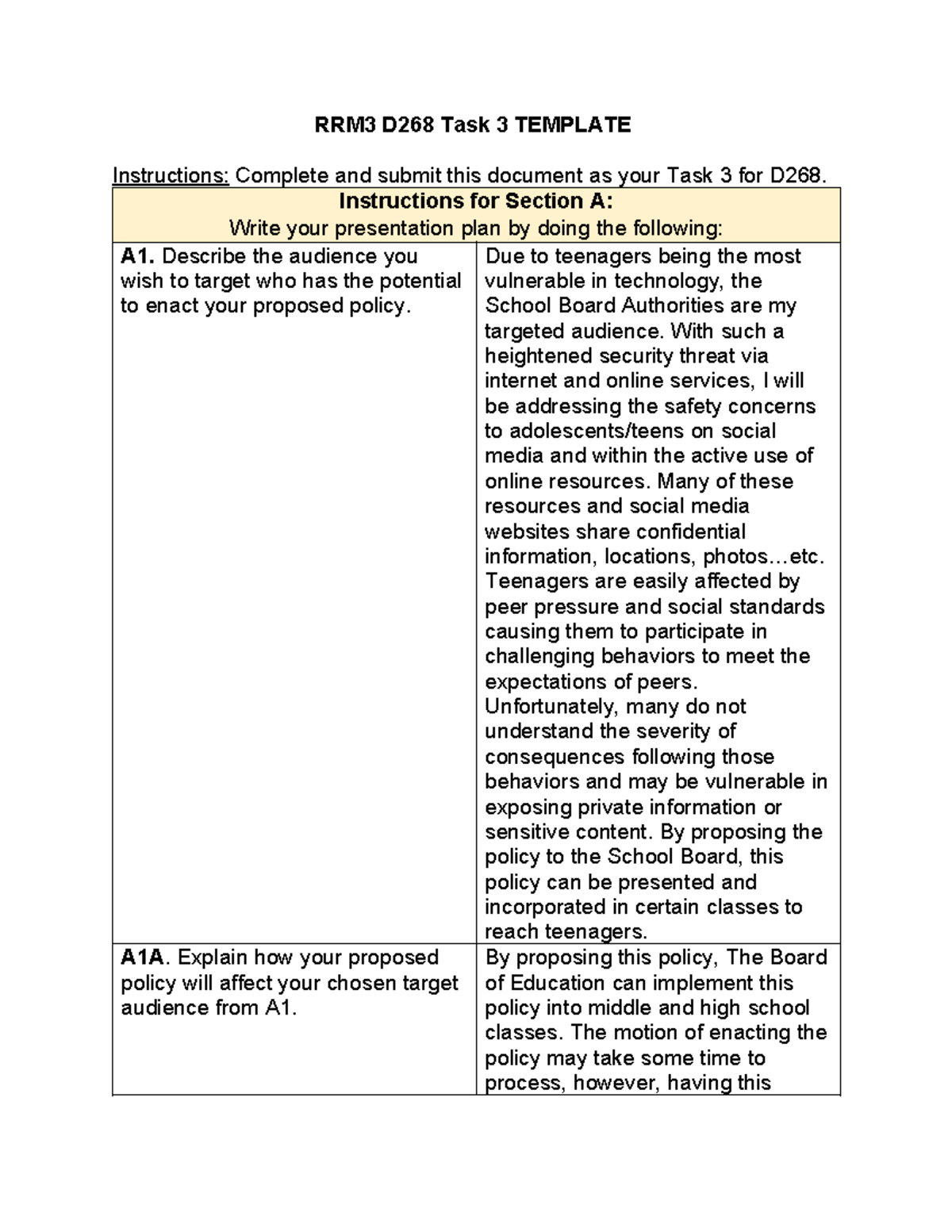 RRM3 D268 Task 3 - task 3 - RRM3 D268 Task 3 TEMPLATE Instructions ...