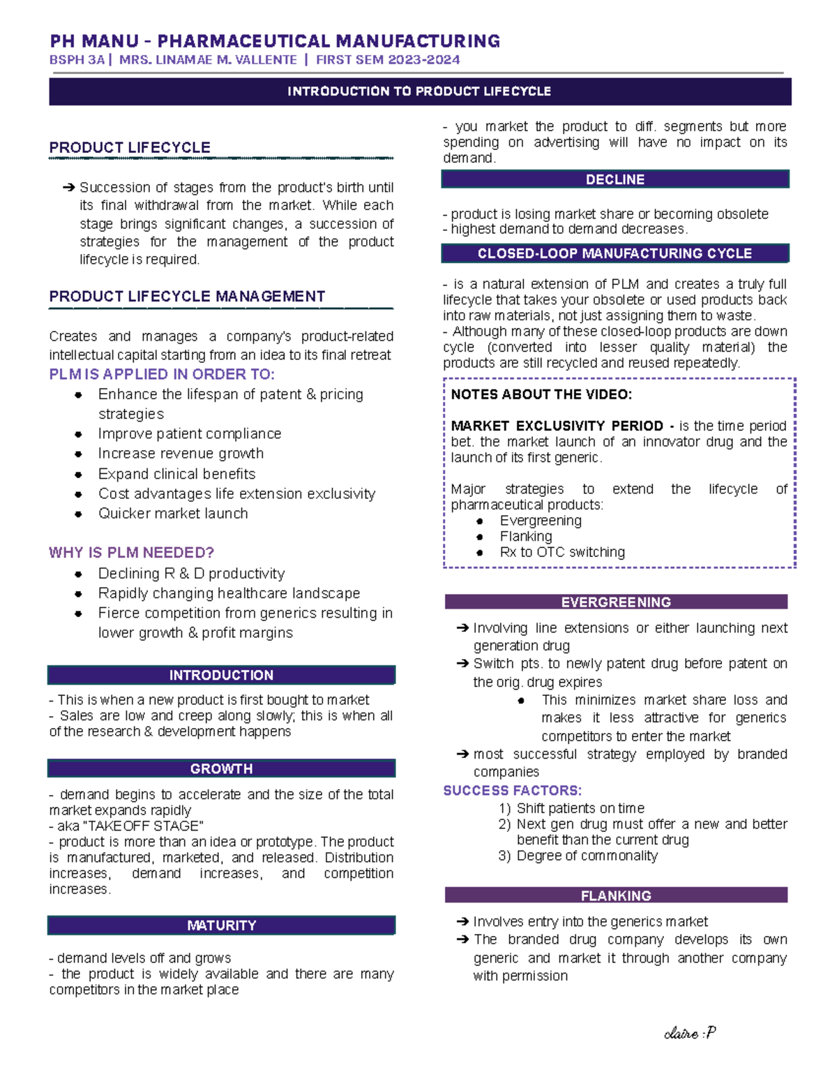 Manuf FILE REAL NA REAL - lecture notes - PH MANU - PHARMACEUTICAL ...