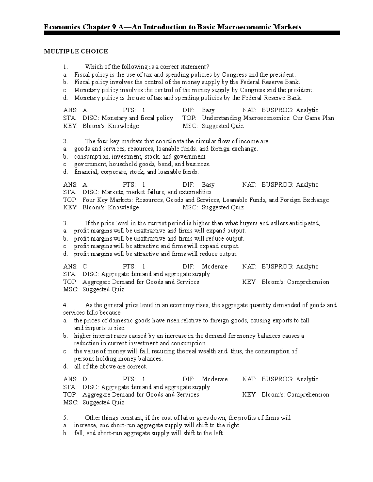 Full Ch 09 A 15e edited - Basic Concept of macroeconomics Test bank ...