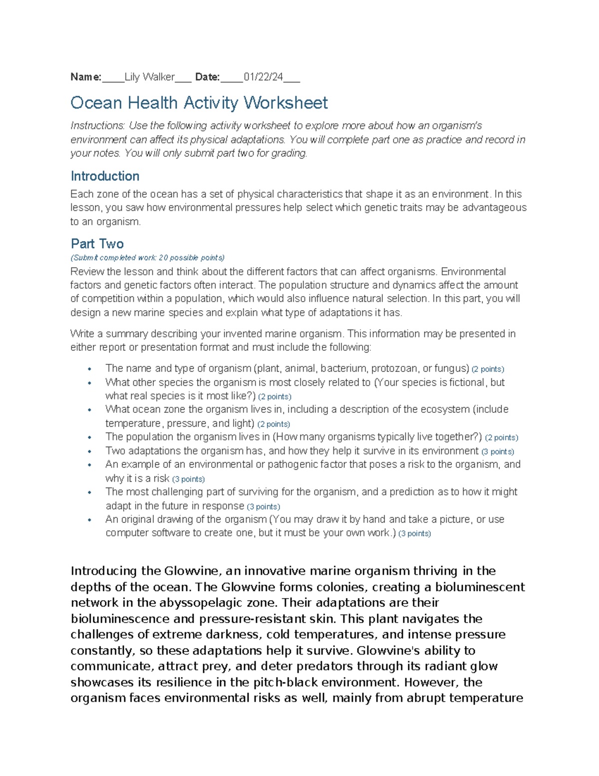 4.03 Ocean Health - assignment - Name:_Lily Walker Date:_01/22/24 Ocean ...