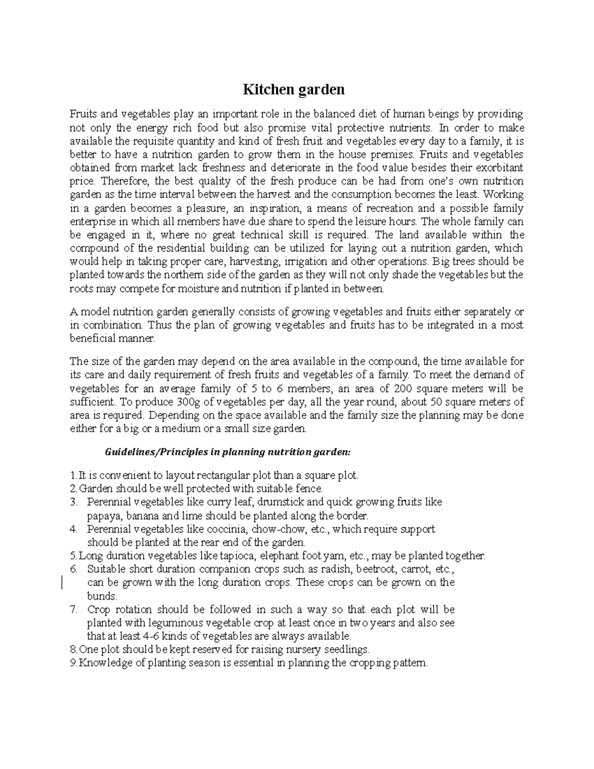 Kitchen Garden - Kitchen garden Fruits and vegetables play an important ...