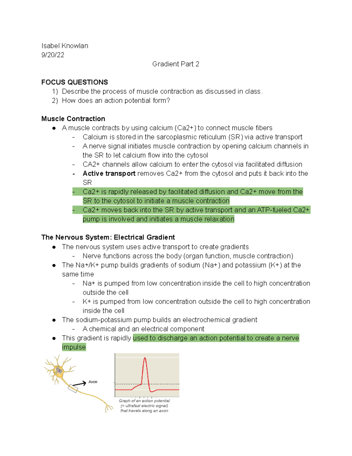 General Biology Lecture Notes - Isabel Knowlan 9/20/ Gradient Part 2 ...