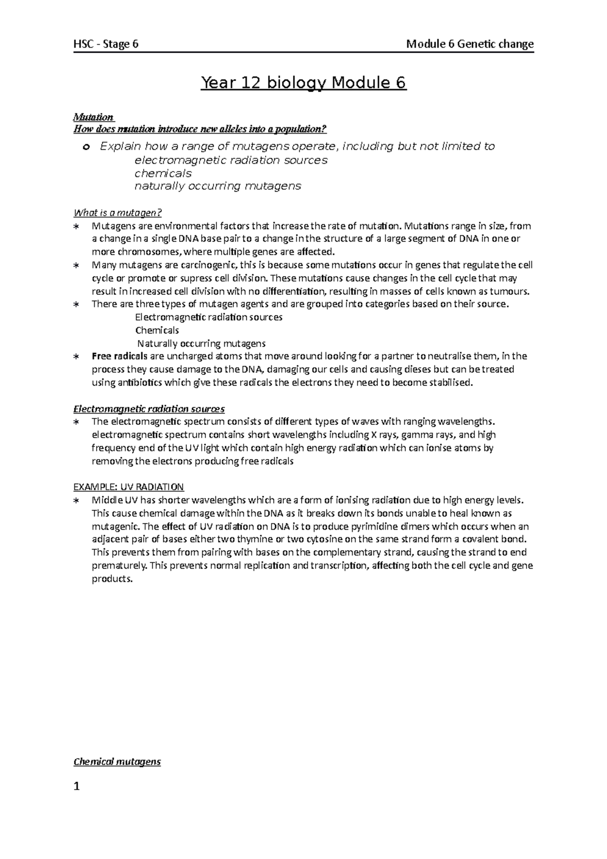 Year 12 biology Module 6 - Year 12 biology Module 6 Mutation How does ...