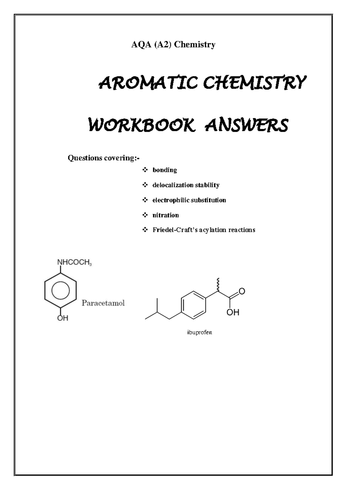 4 - ttttt - AQA (A2) Chemistry AROMATIC CHEMISTRY WORKBOOK ANSWERS ...