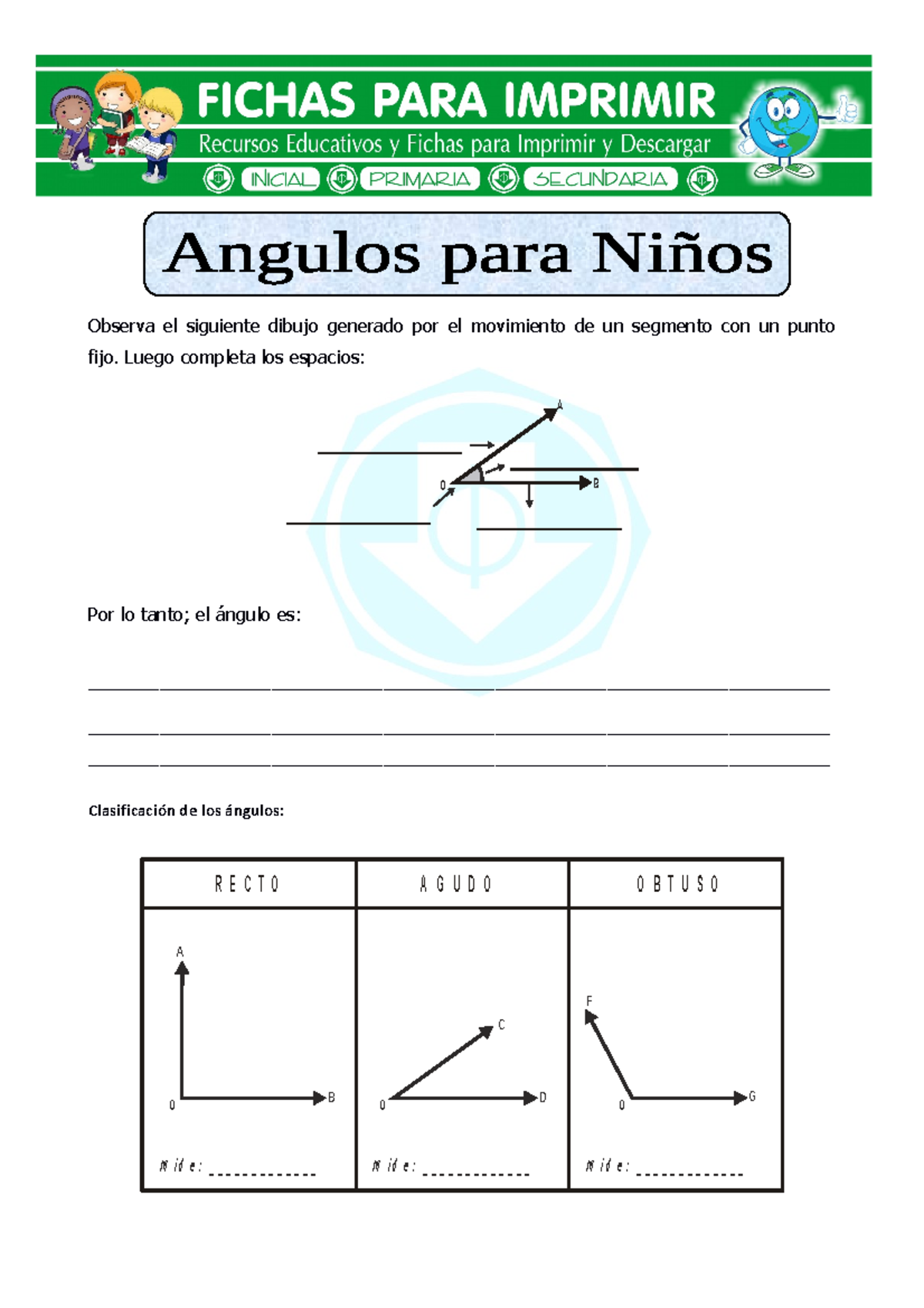 Ficha Angulos para Niños para Tercero de Primaria - Observa el ...