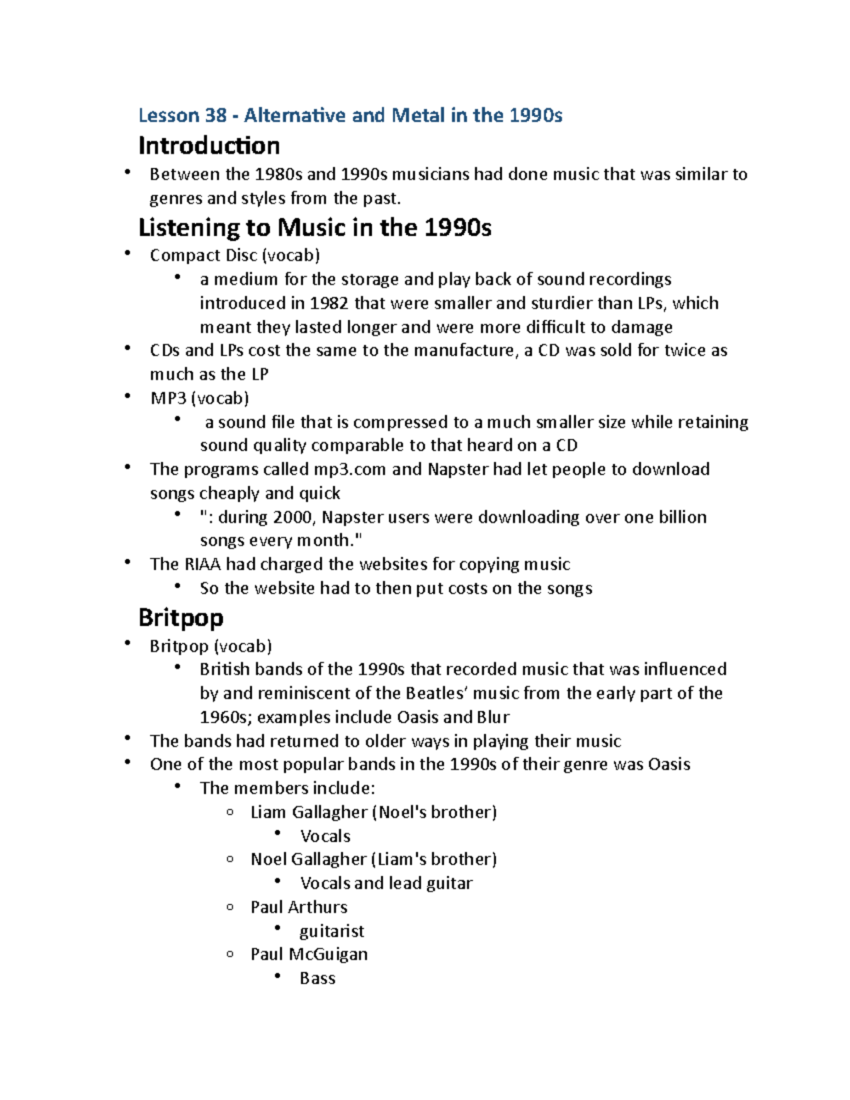MUS 152 Lesson 38-39 - Course Notes from the textbook - Lesson 38 ...