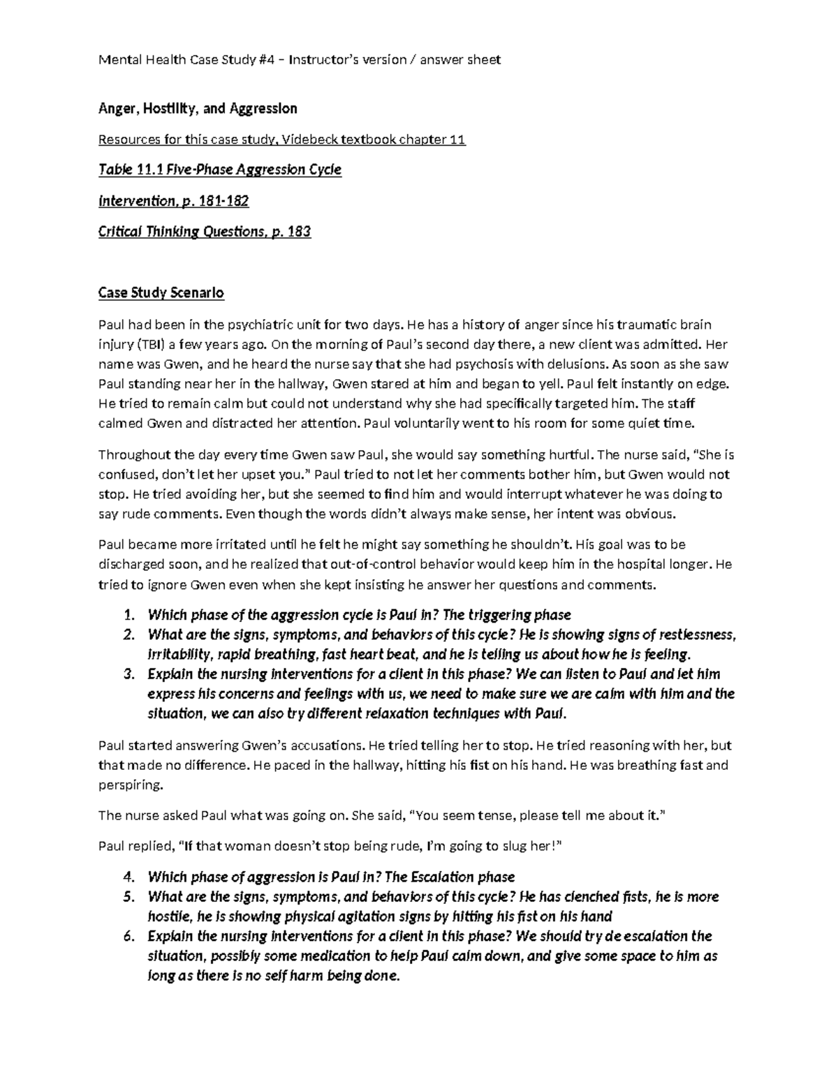 Case study 4 - afadsfasdf - Mental Health Case Study #4 – Instructor’s ...