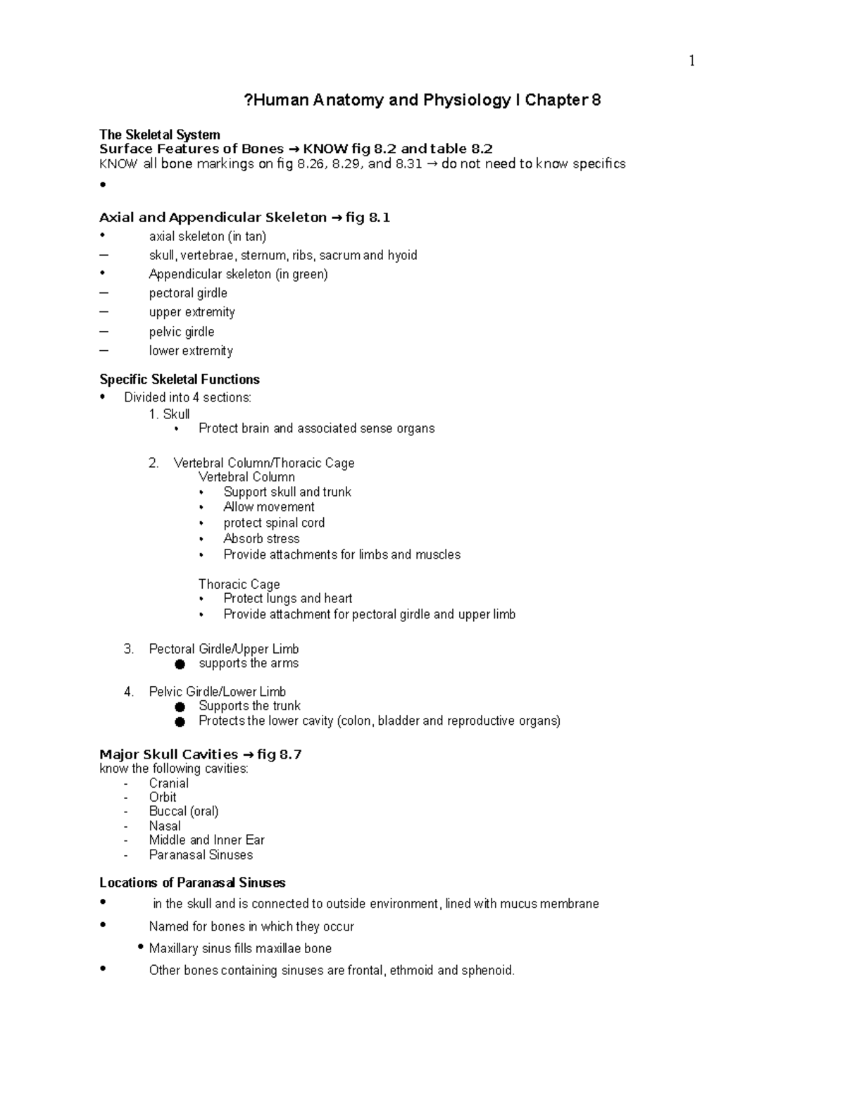 Ch. 8 - Lecture notes from Human A&P 1 for Allied Health with Mollie ...