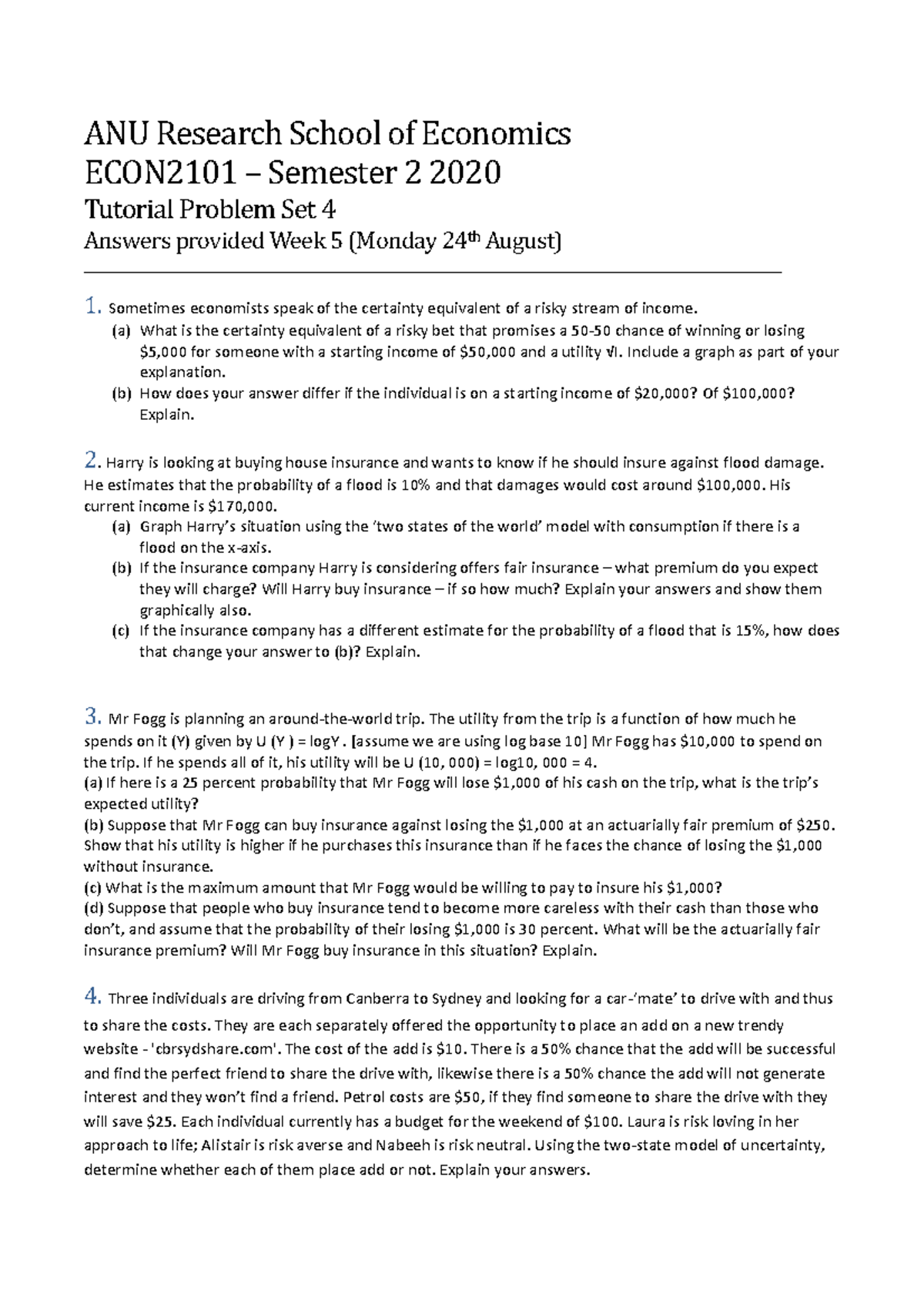 Tutorial 4 Questions Warning Tt Undefined Function 32 Anu Research School Of Economics